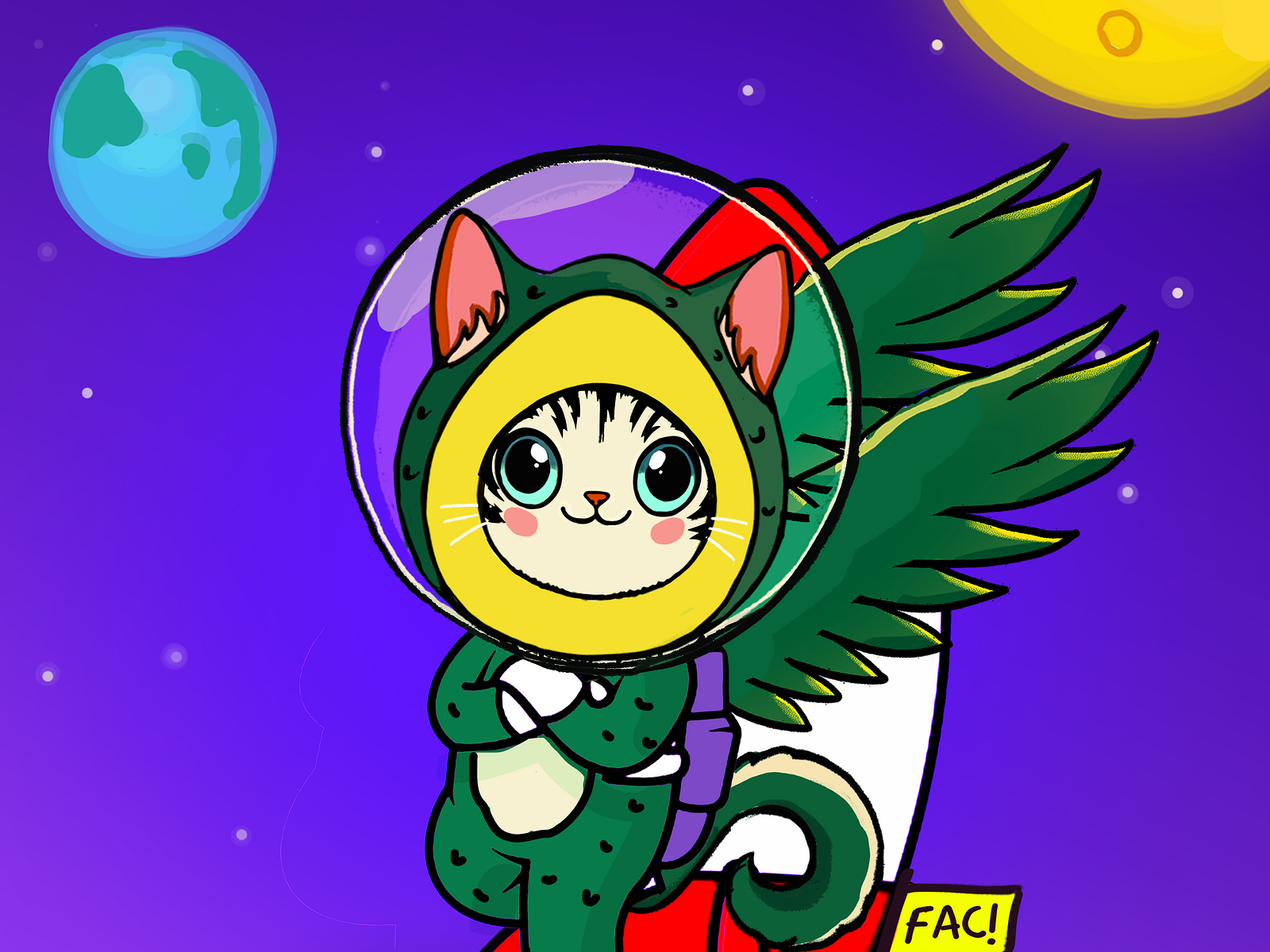 Flying Avocado Cat by Michelle Bordon ★ on Dribbble