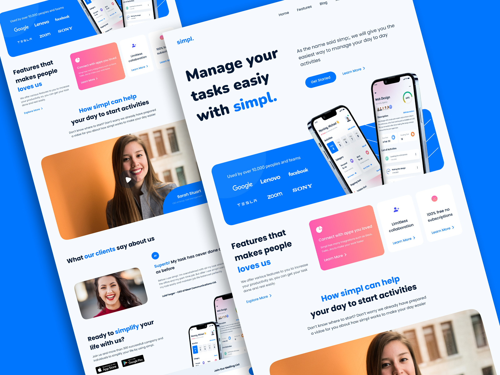Simpl Task App Landing page Design by Arfin Hasib on Dribbble
