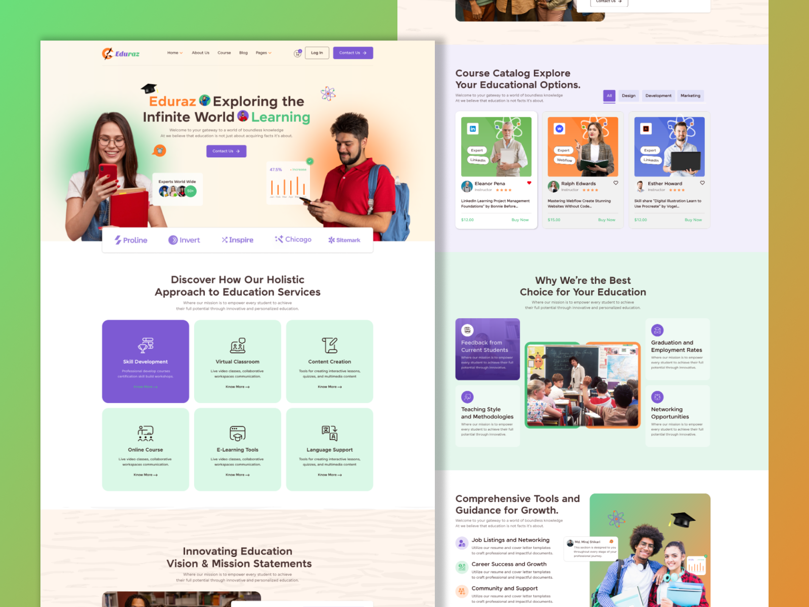 Modern Education Website Template by Miraj Shikari on Dribbble