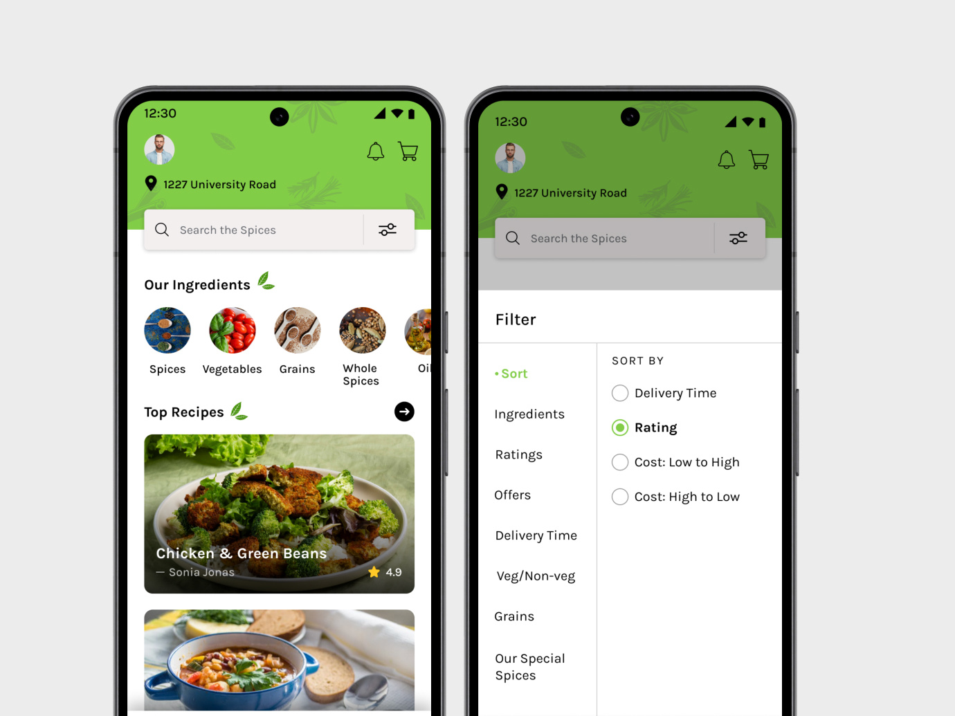 Ingredients & Recipes Shopping UI by Creative_Pratyayee on Dribbble