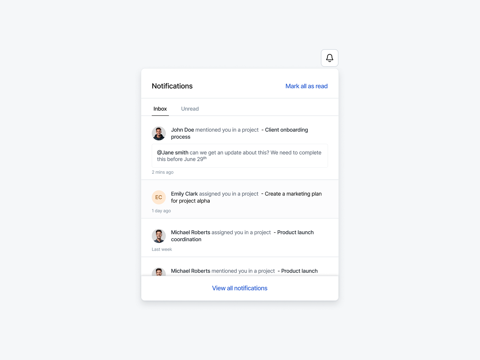 Modern Notification Panel UI for SaaS by Minindu Thiranjaya on Dribbble