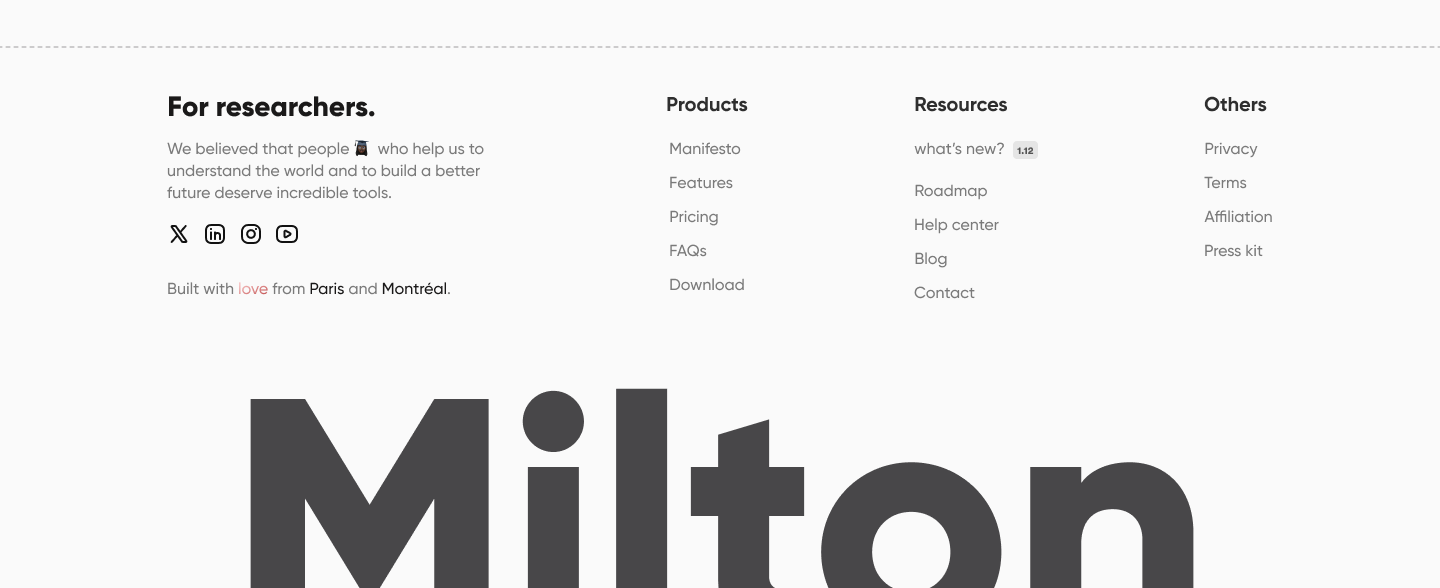 Footer Landing page Milton.so by Pierre Jacquel on Dribbble