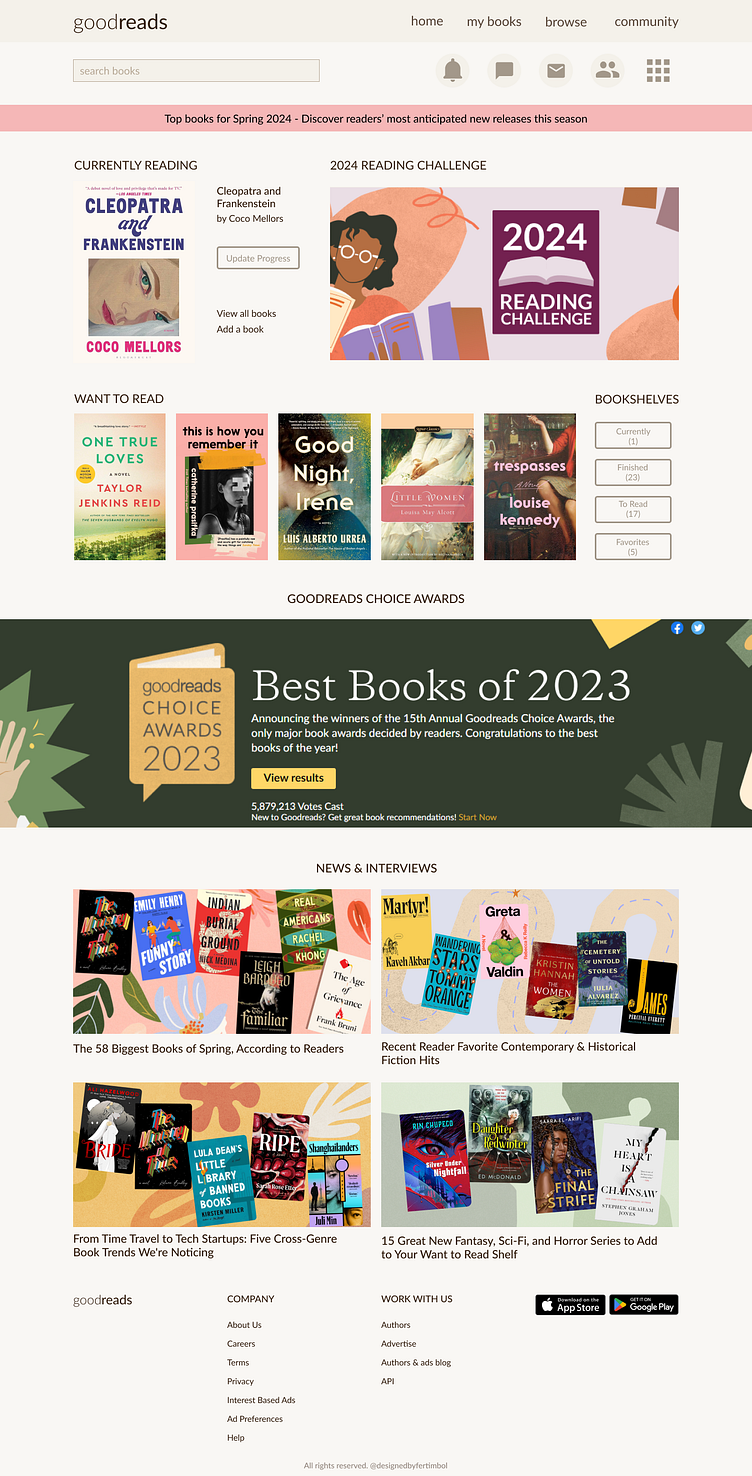 Redesign: Goodreads | Website Design by Designed by Fer Timbol on Dribbble