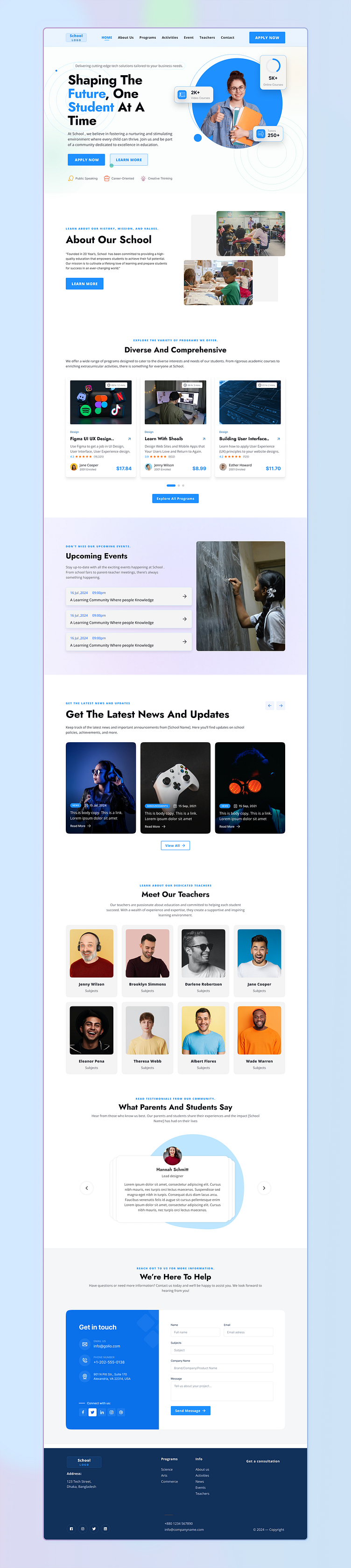 School Website Landing Page UI/UX Design by Marzanur Rahman Maher on ...