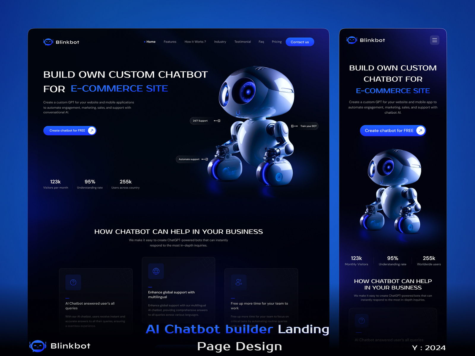 Blinkbot-AI based chatbot builder | Landing page design by Dharmendra T ...