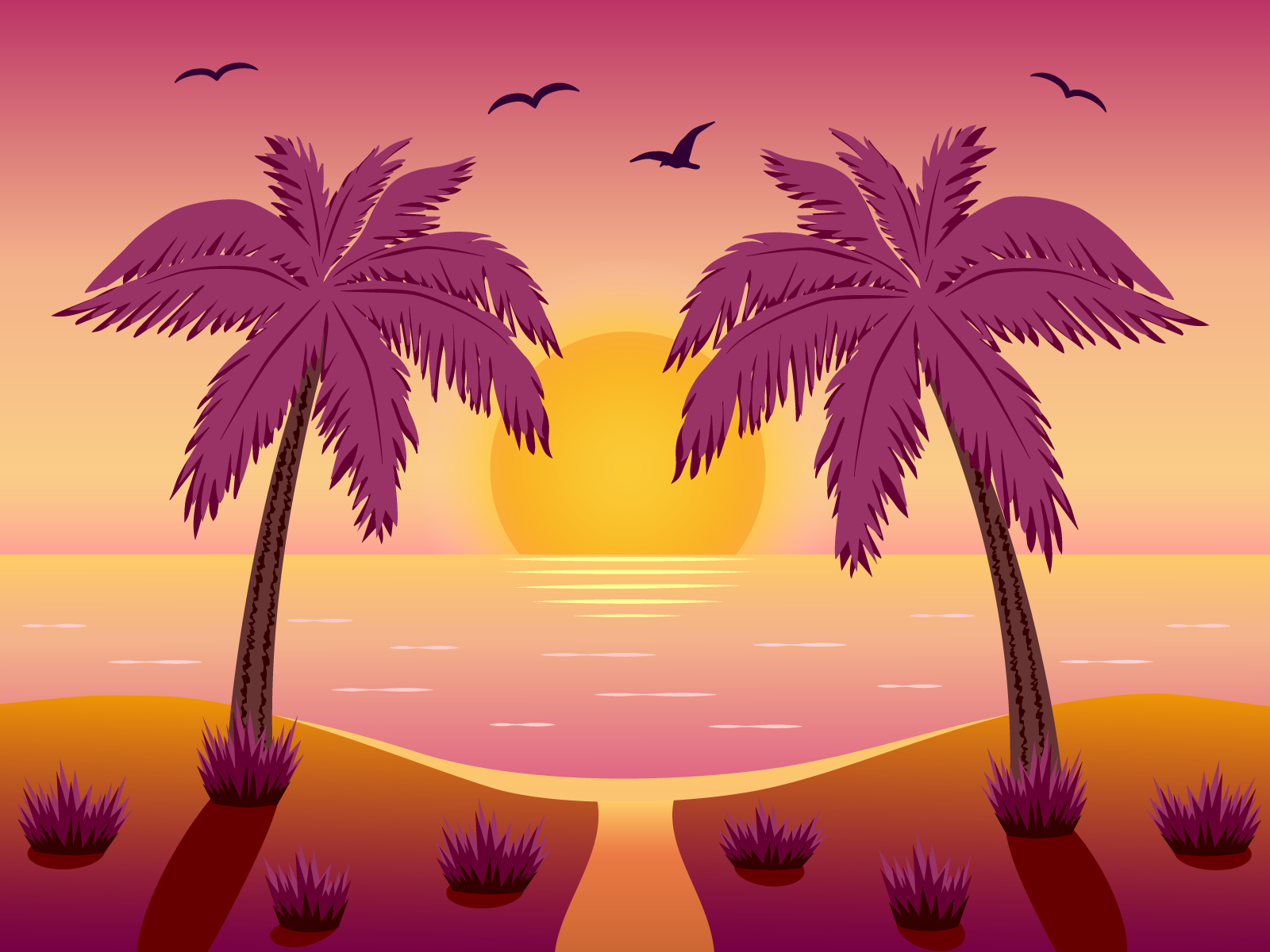 Pink sunset by Elena Barskaya on Dribbble