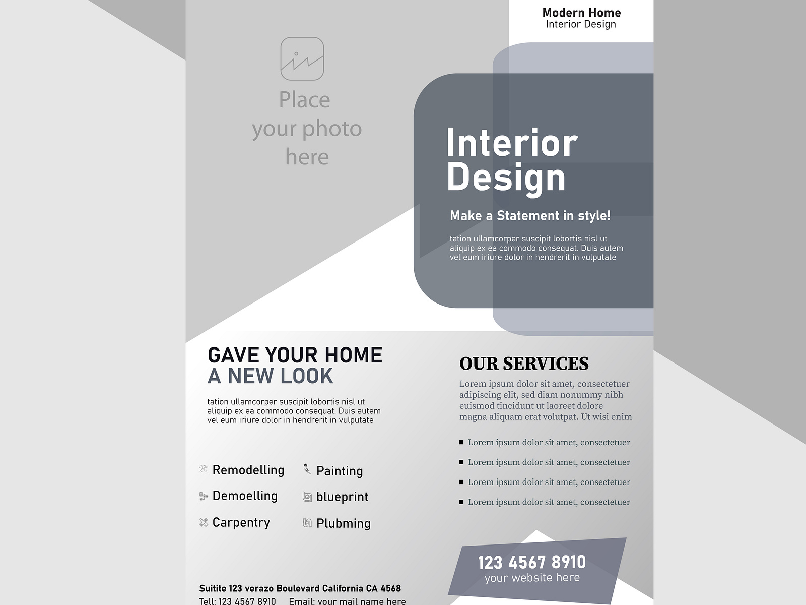 Sophisticated and Subtle: Grey Flyer Design Graphics & Templates by ...