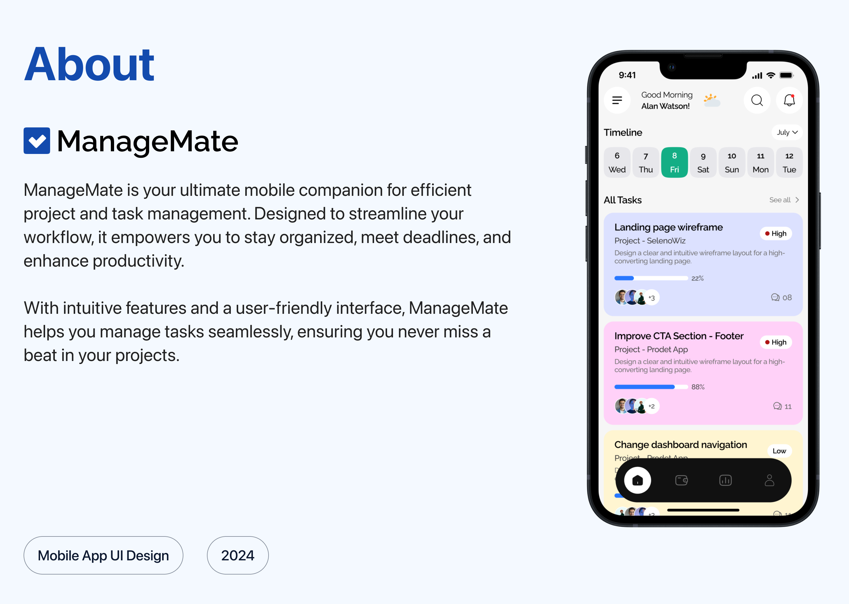 Task Management App UI Design - ManageMate by TJCG on Dribbble