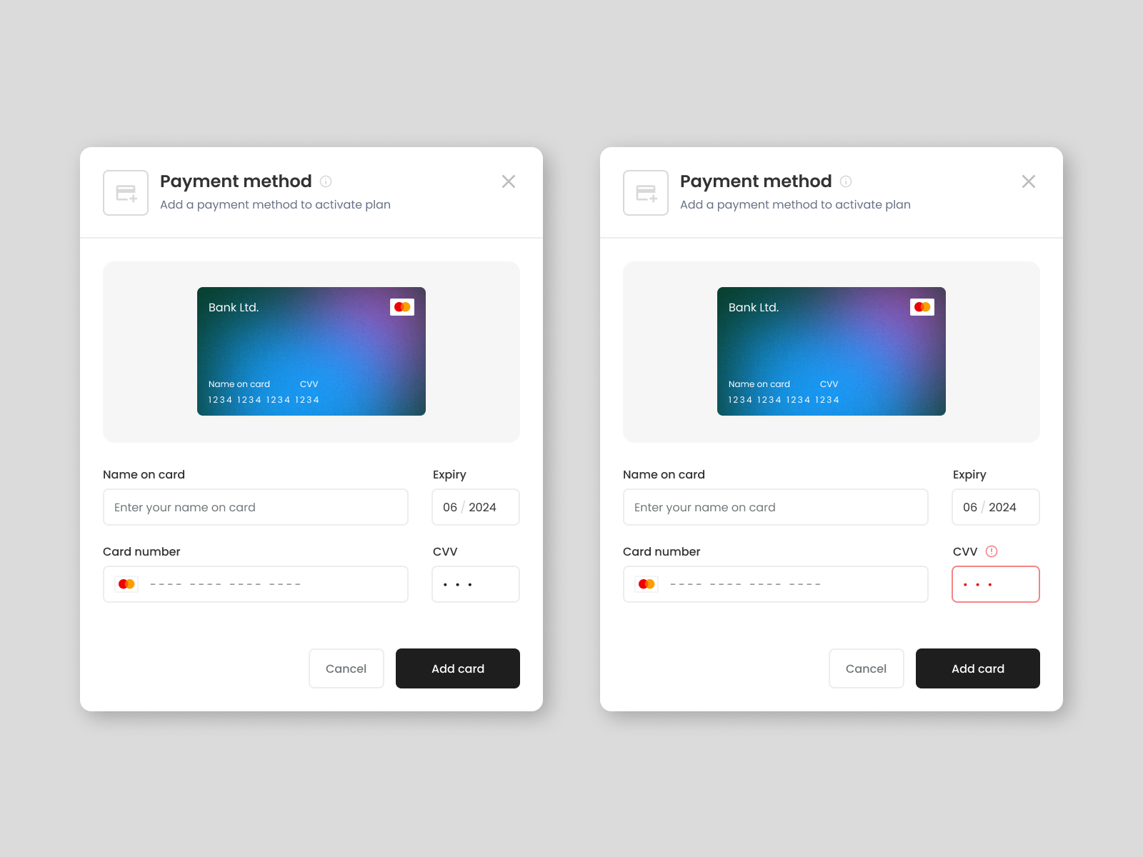 Add Payment method UI component by Dinesh Awtani on Dribbble