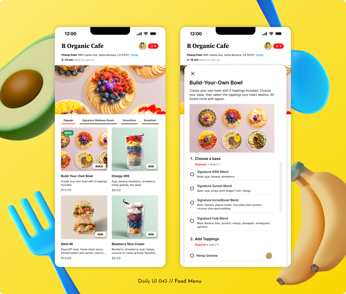 Daily UI Challenge #043 - Food Menu by Bianca Chang on Dribbble