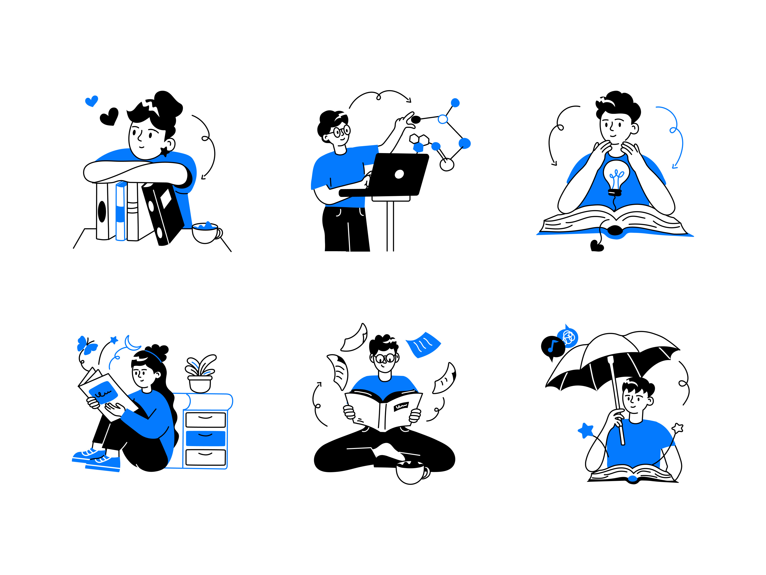 Animated Reading Mini Illustrations by Prosymbols on Dribbble