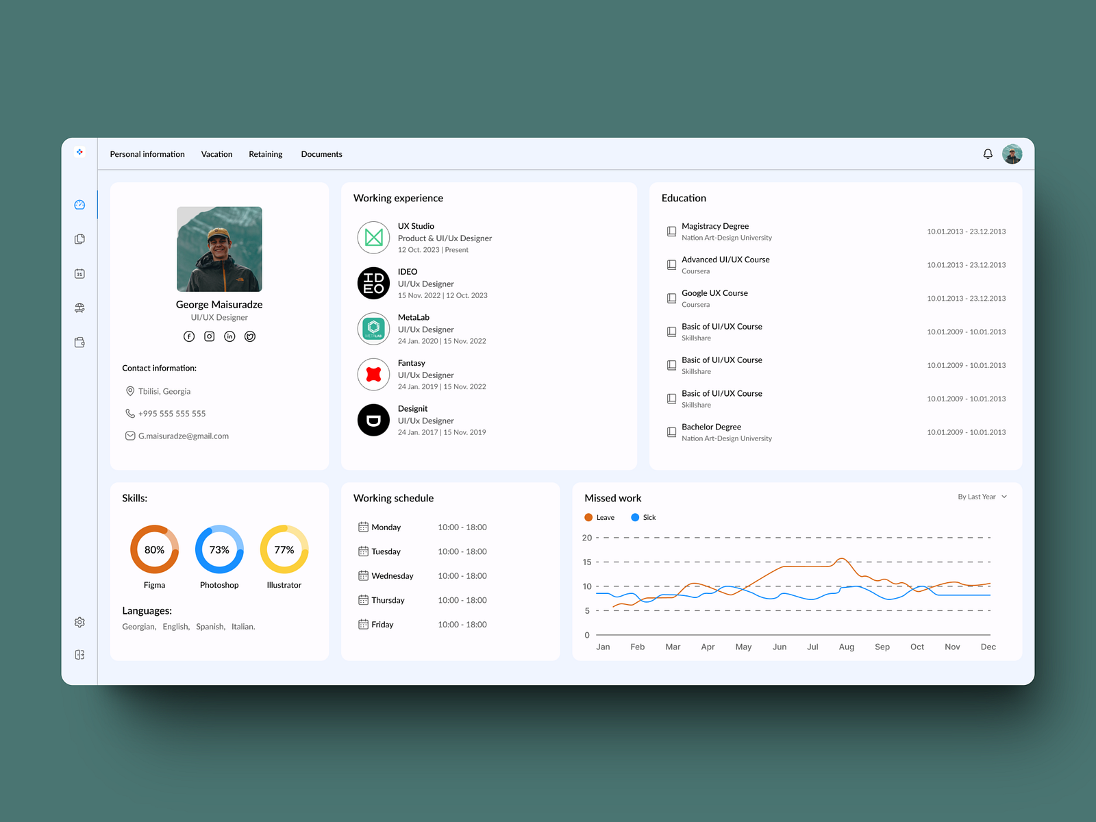 HR SaaS project: employee profile page by Giorgi Amiranashvili on Dribbble