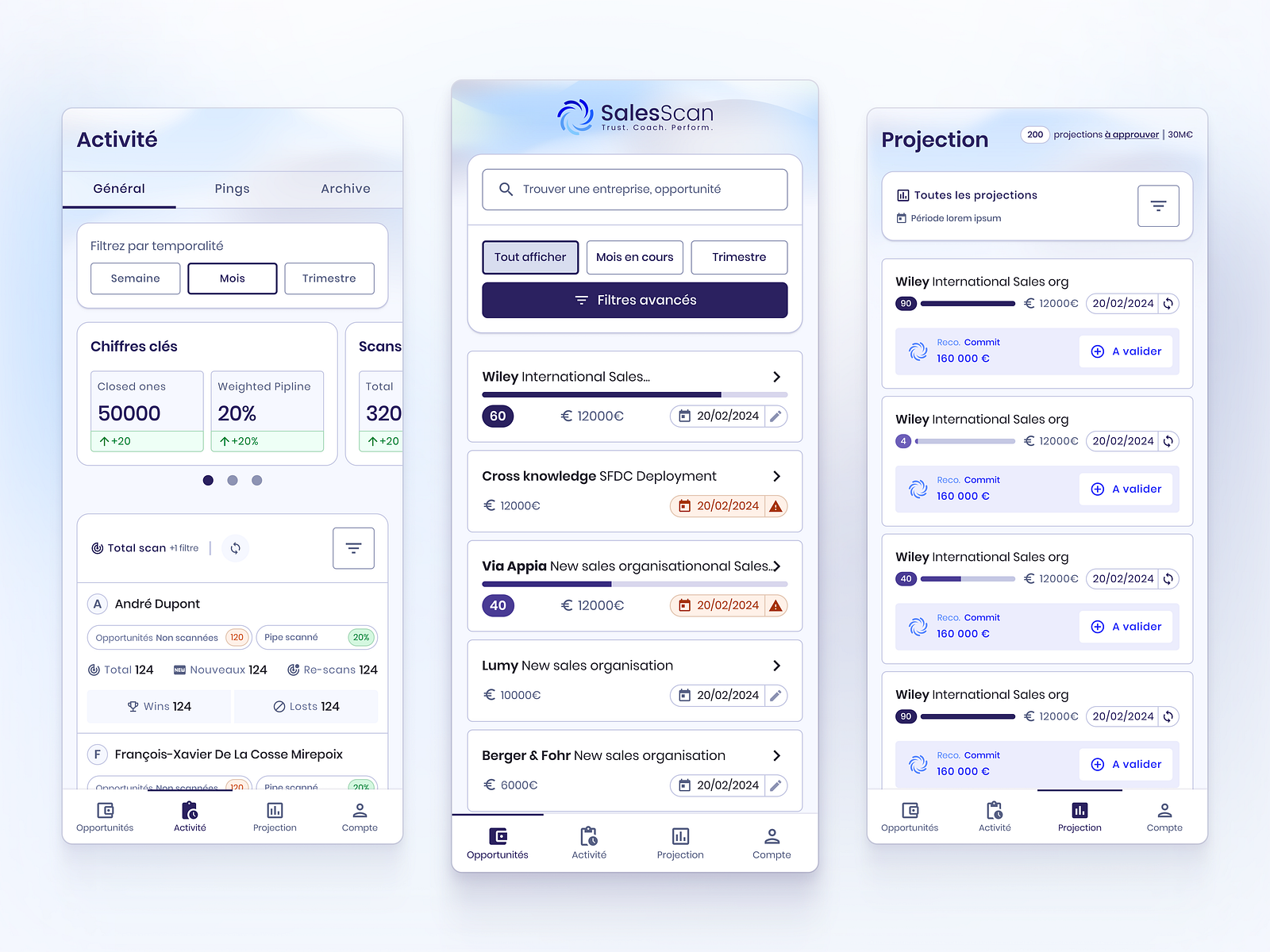 Sales scan - main screens on mobile by Renaud Goujat @ PALO IT on Dribbble