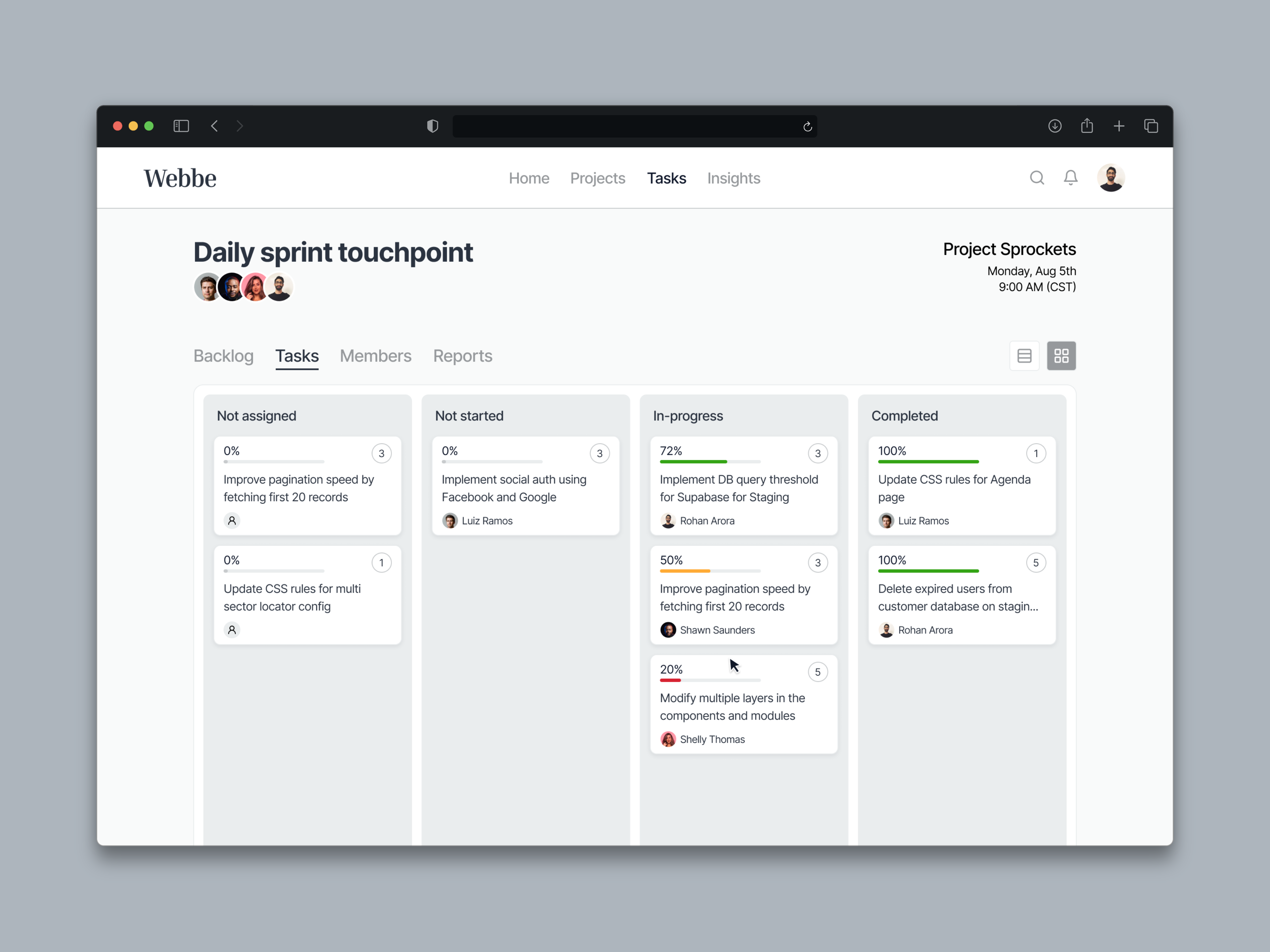 Sprint tasks - Kanban view with drag interaction by Ankur Puri on Dribbble