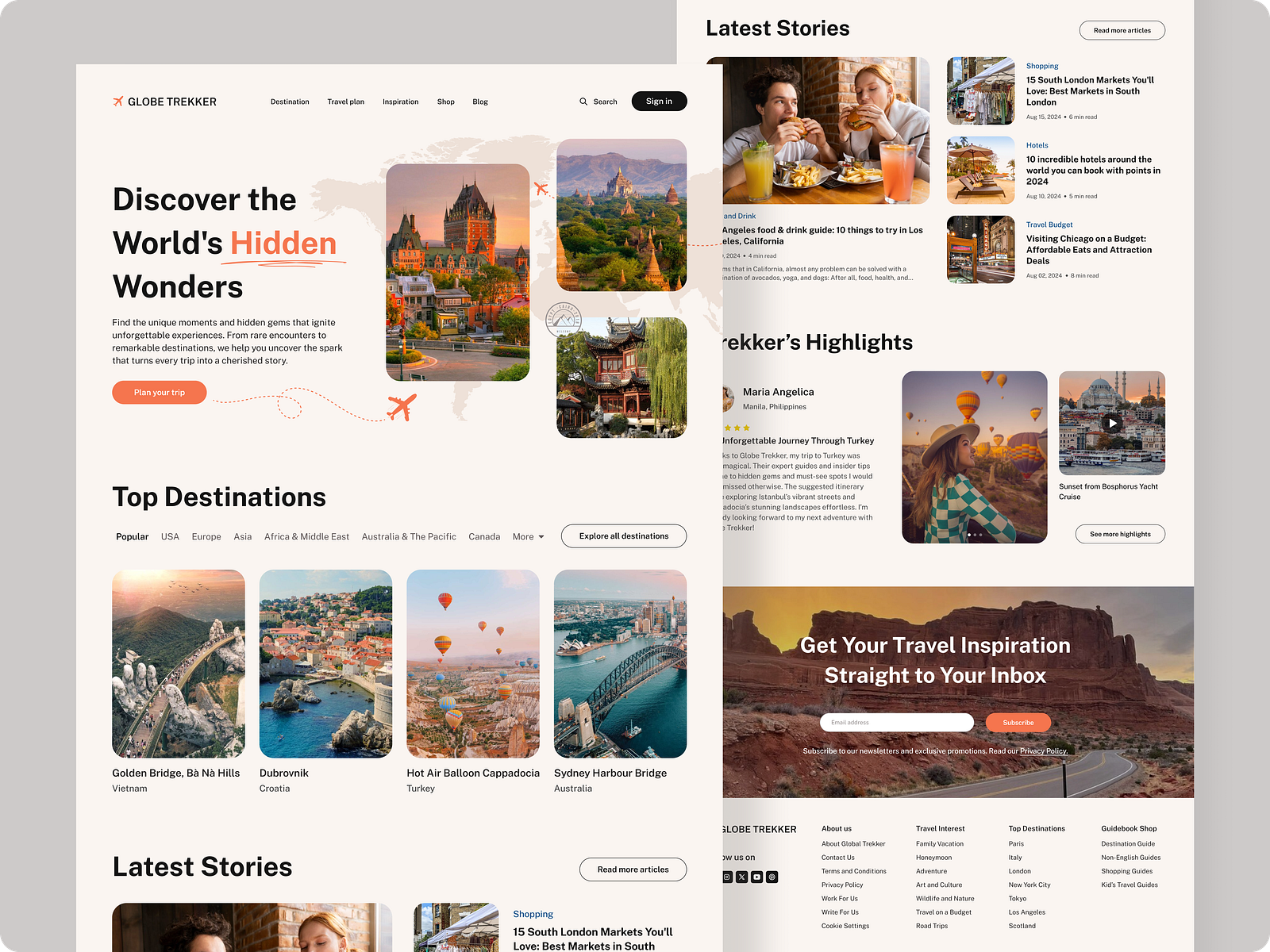Globe Trekker - Travel Guide Website Design 🧳 by Tisha Saha on Dribbble