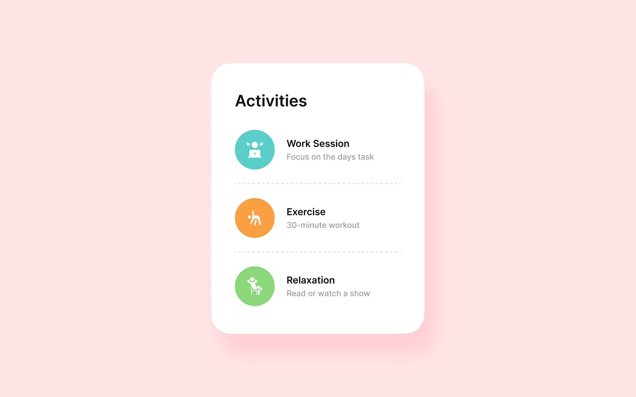 Daily Activity UI Card Design by Simeon Ekpe on Dribbble