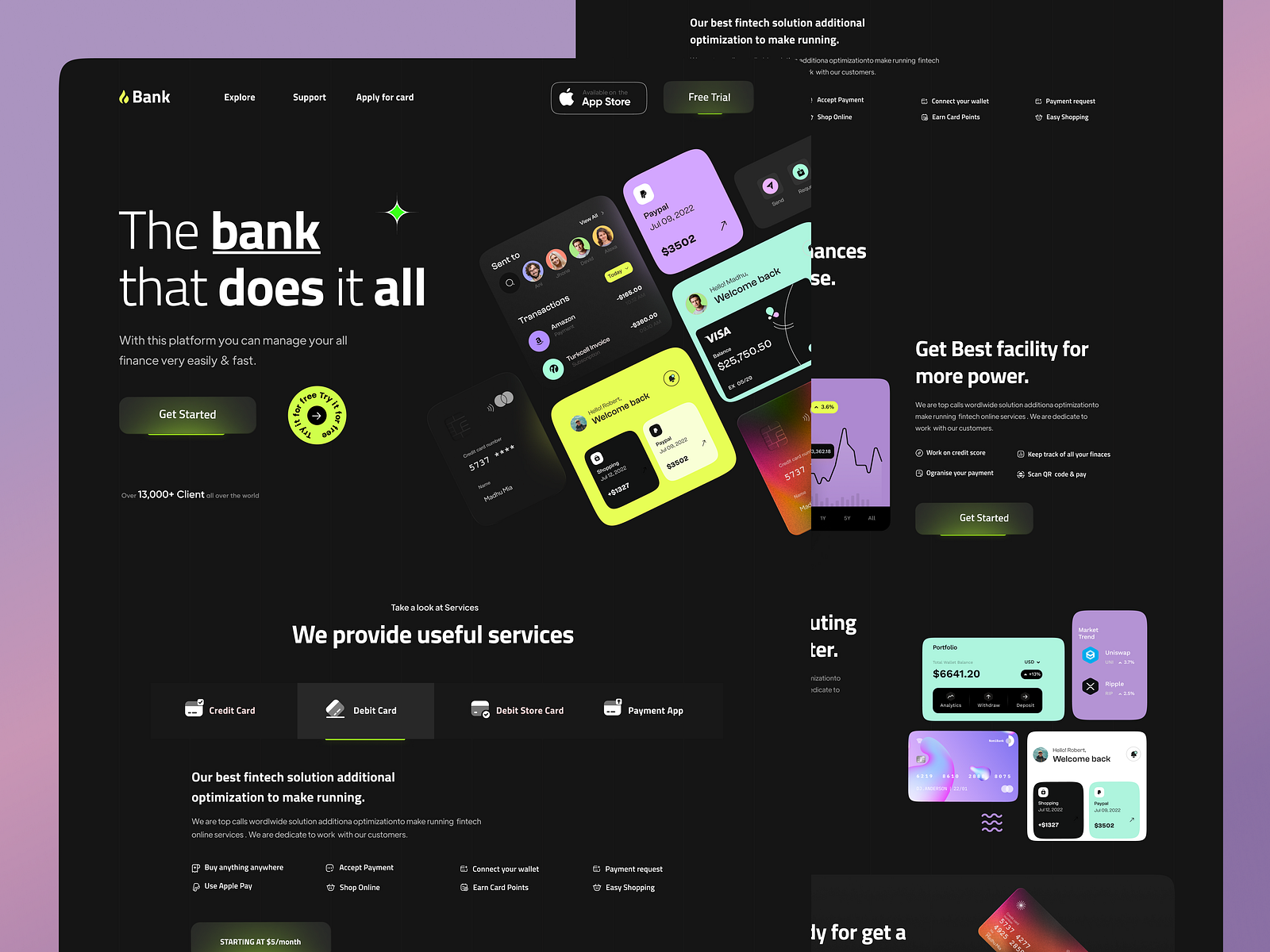 Fintech website ui kit by Madhu Miah on Dribbble