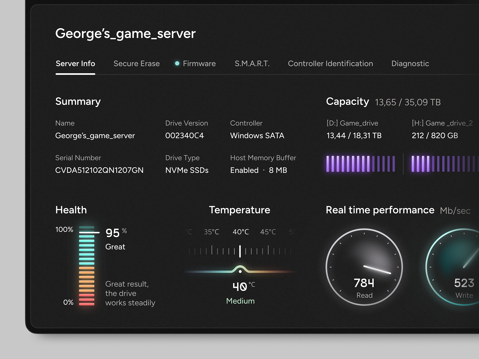 Server monitoring app | Drive management dashboard by George Lov® for Fireart Studio on Dribbble