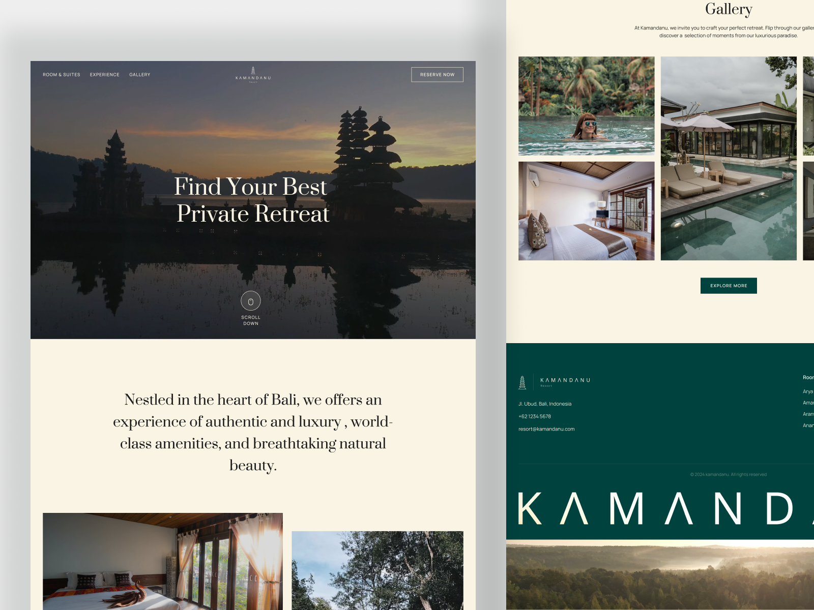 Kamandanu Resort Landing Page by Pixelz Design for Pixelz on Dribbble
