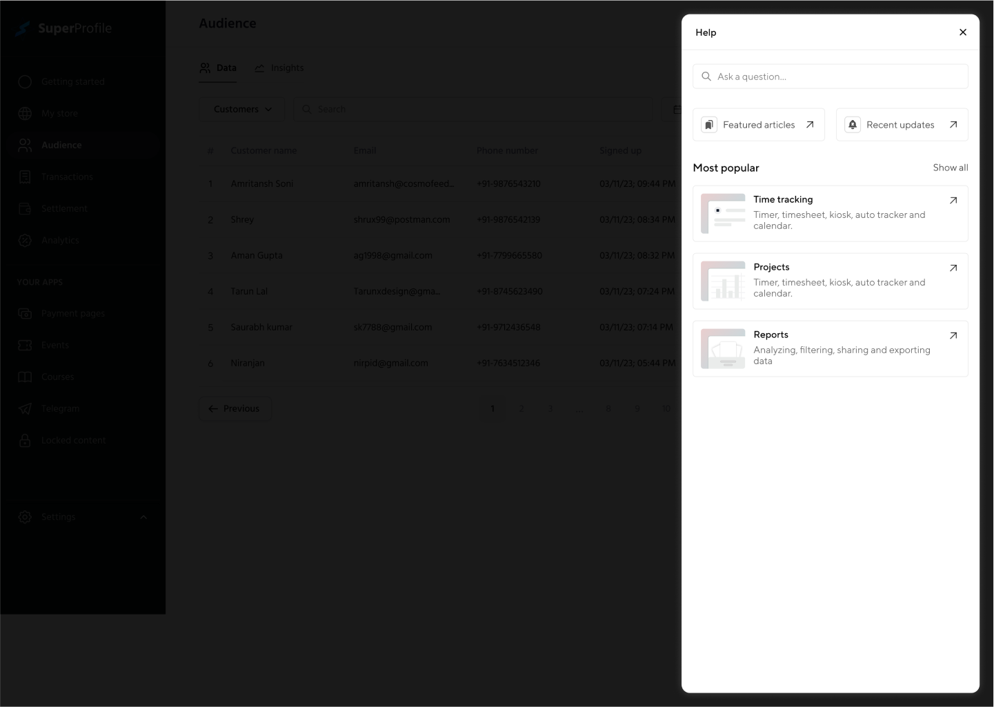 Side sheet - Help section by Amritansh Soni on Dribbble