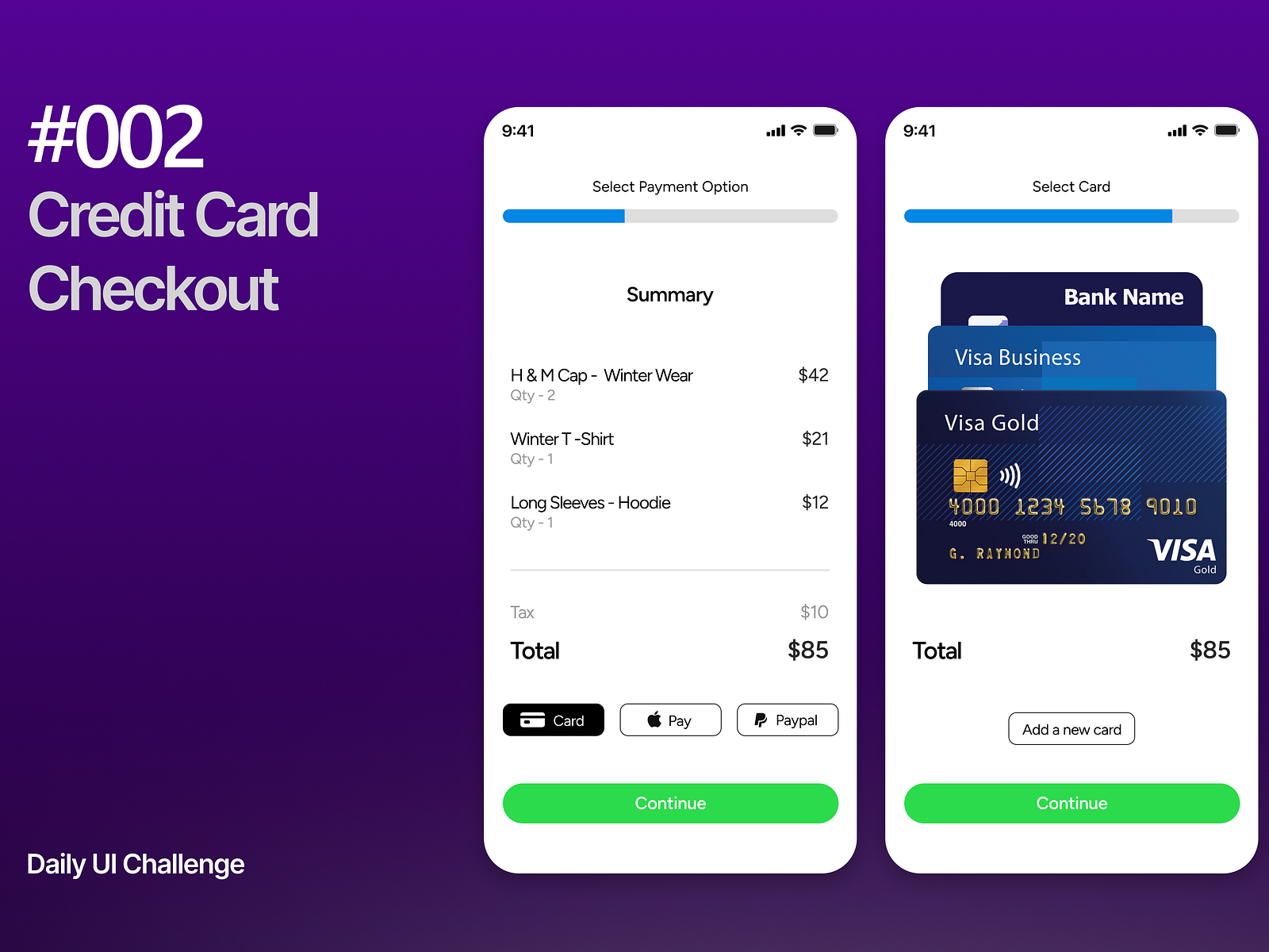 Day002 - Credit Card Checkout by shouvik maiti on Dribbble