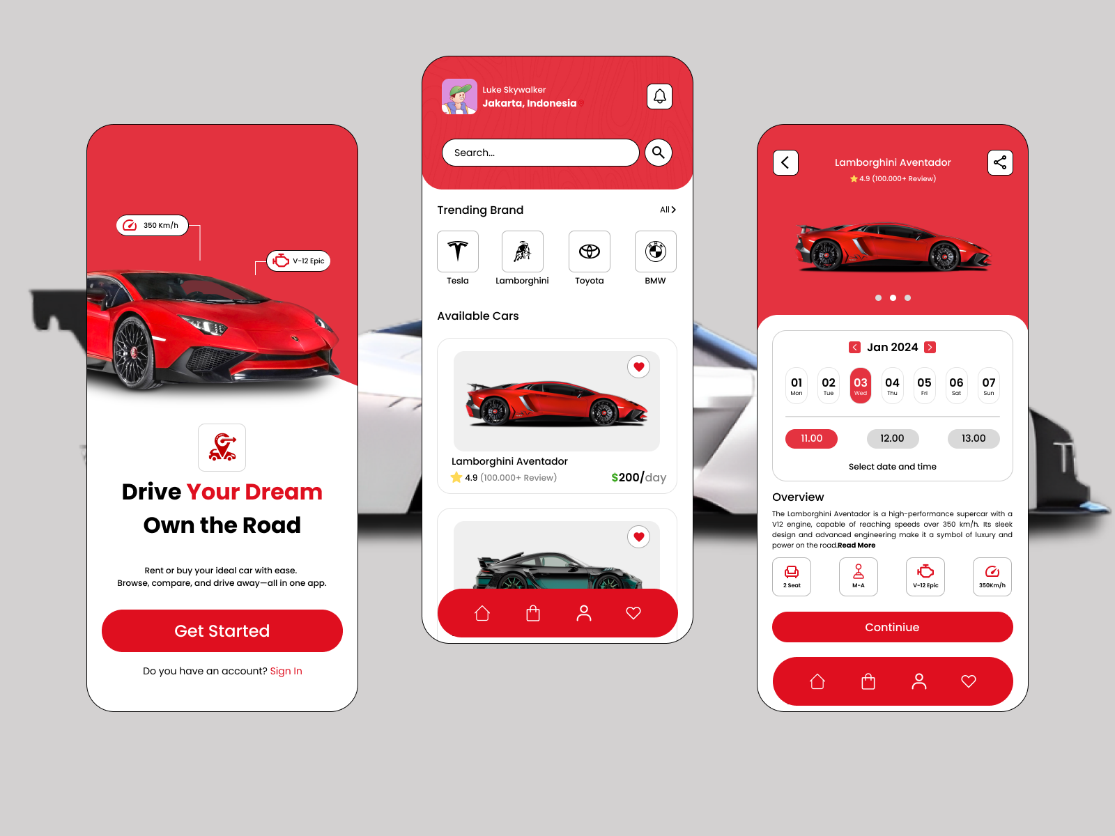 Luxury Car Rental App Design by R.BG.Moch.Faishal Reza on Dribbble