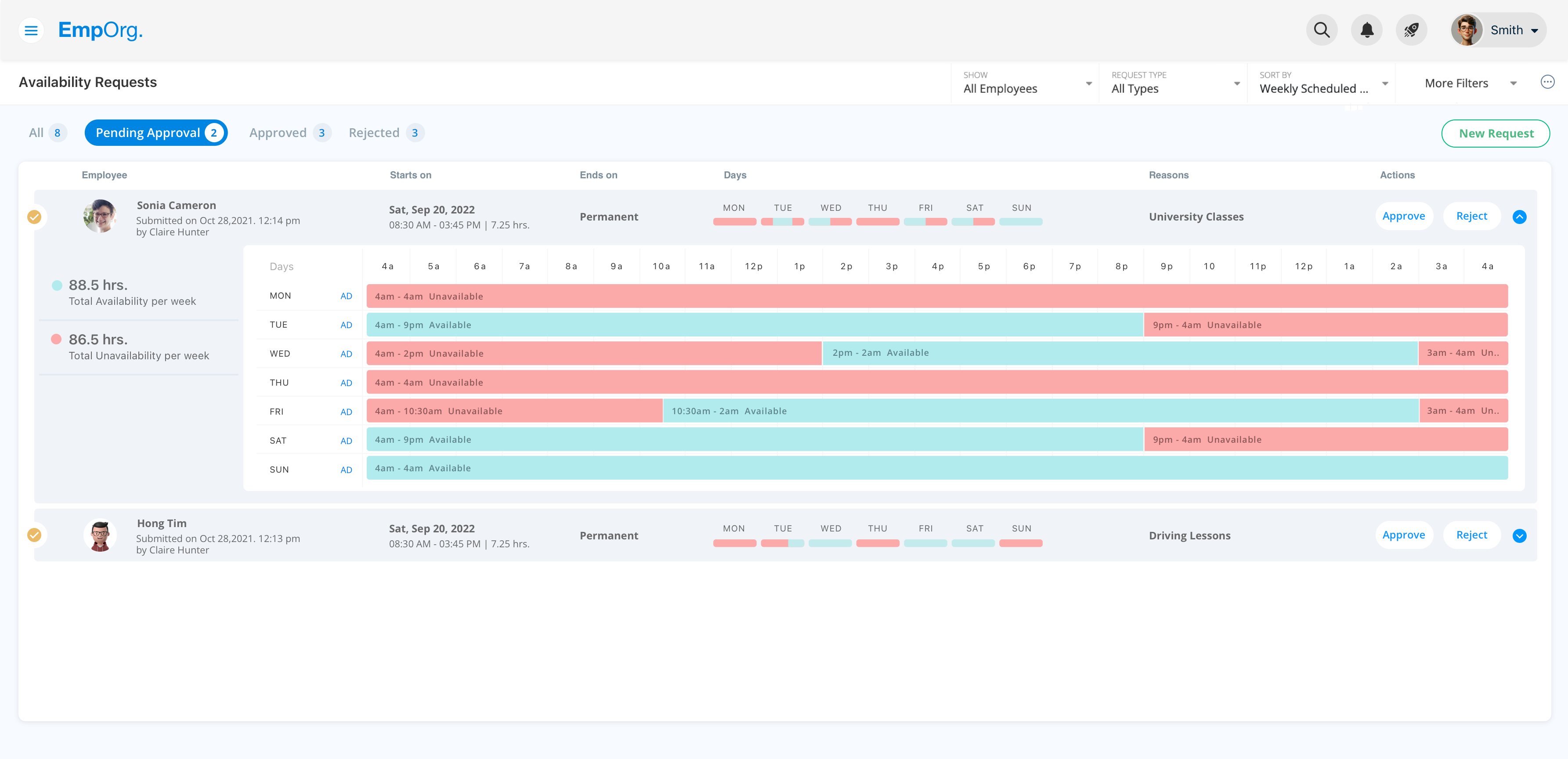 Availability Shift Schedule (UX) by Studio kdzine on Dribbble