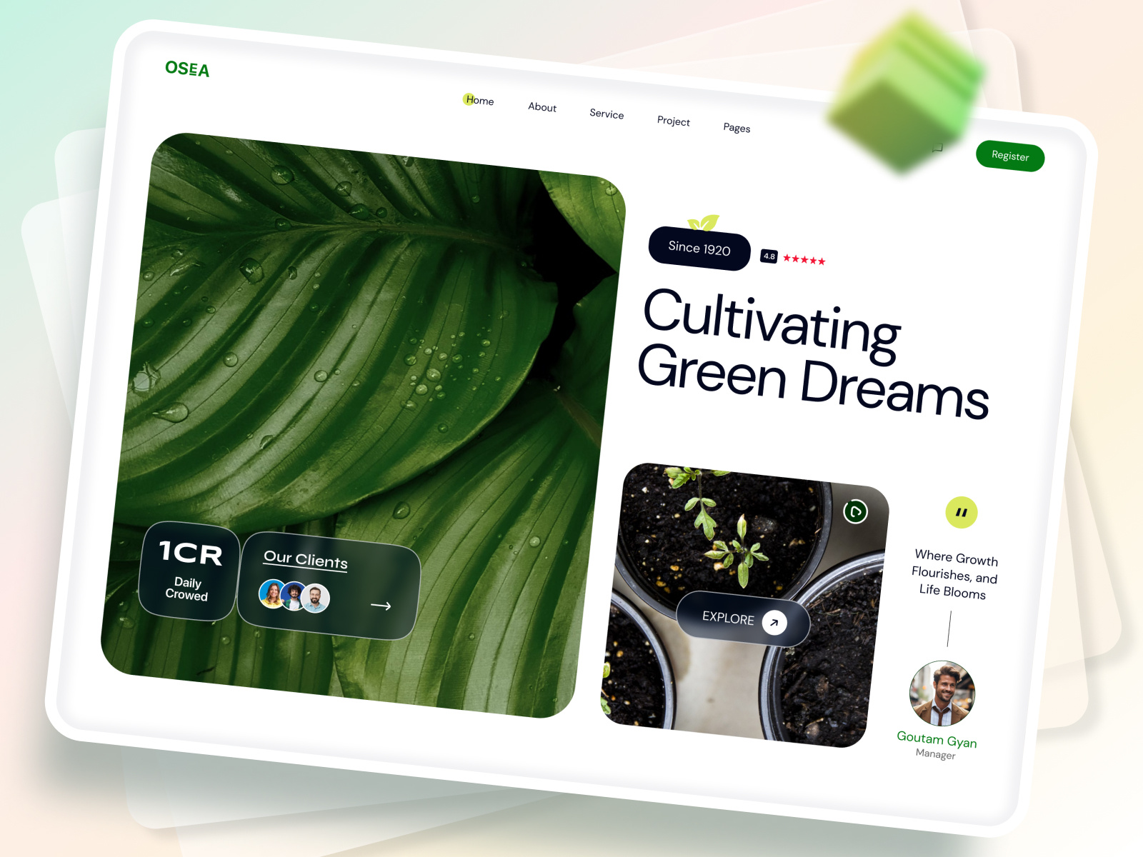 OSEA- Gardening Landing Page by Kasturi Palmal on Dribbble