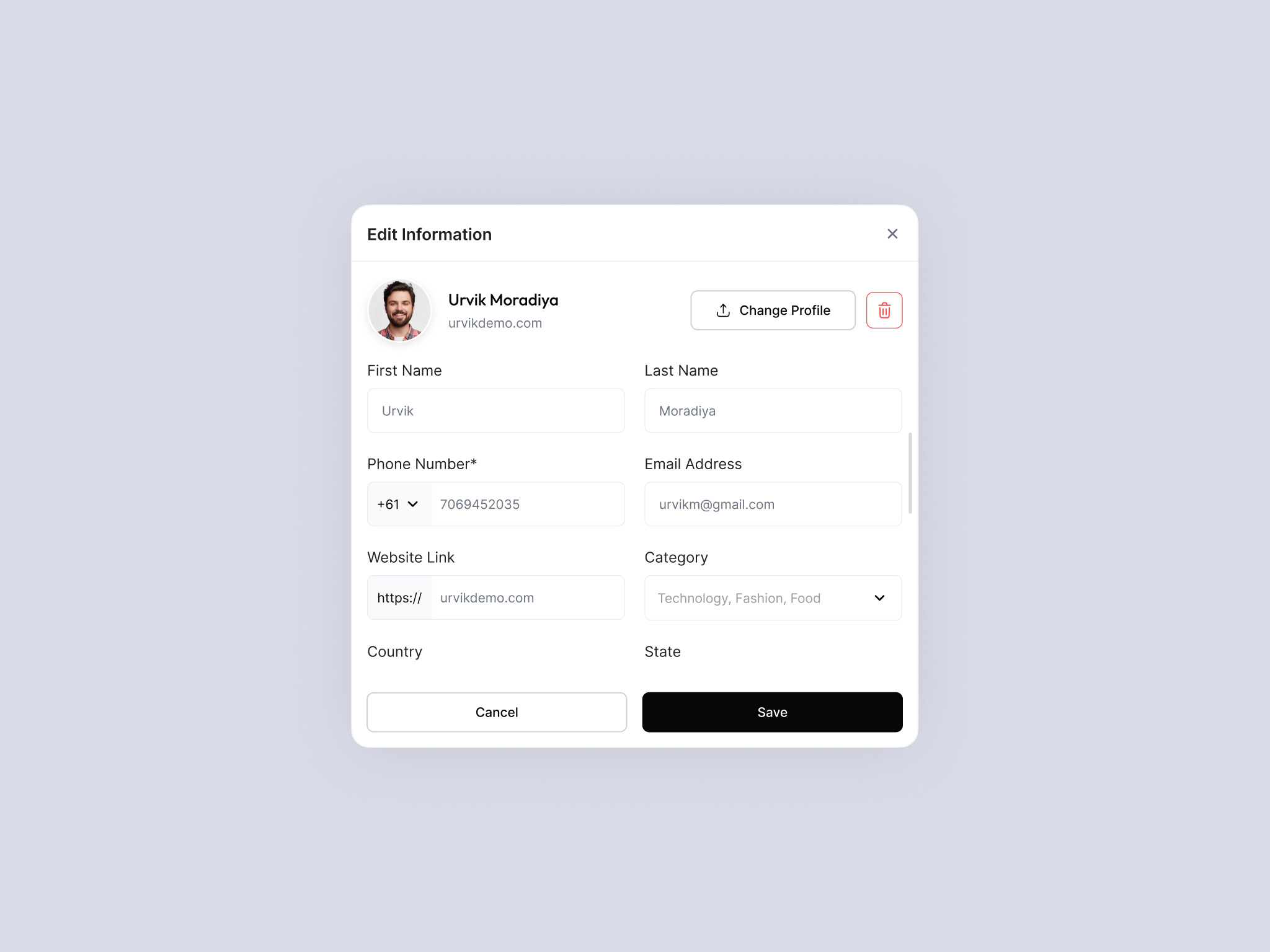 Profile edit Popup UI Interface! by Urvik Moradiya 🥇 on Dribbble
