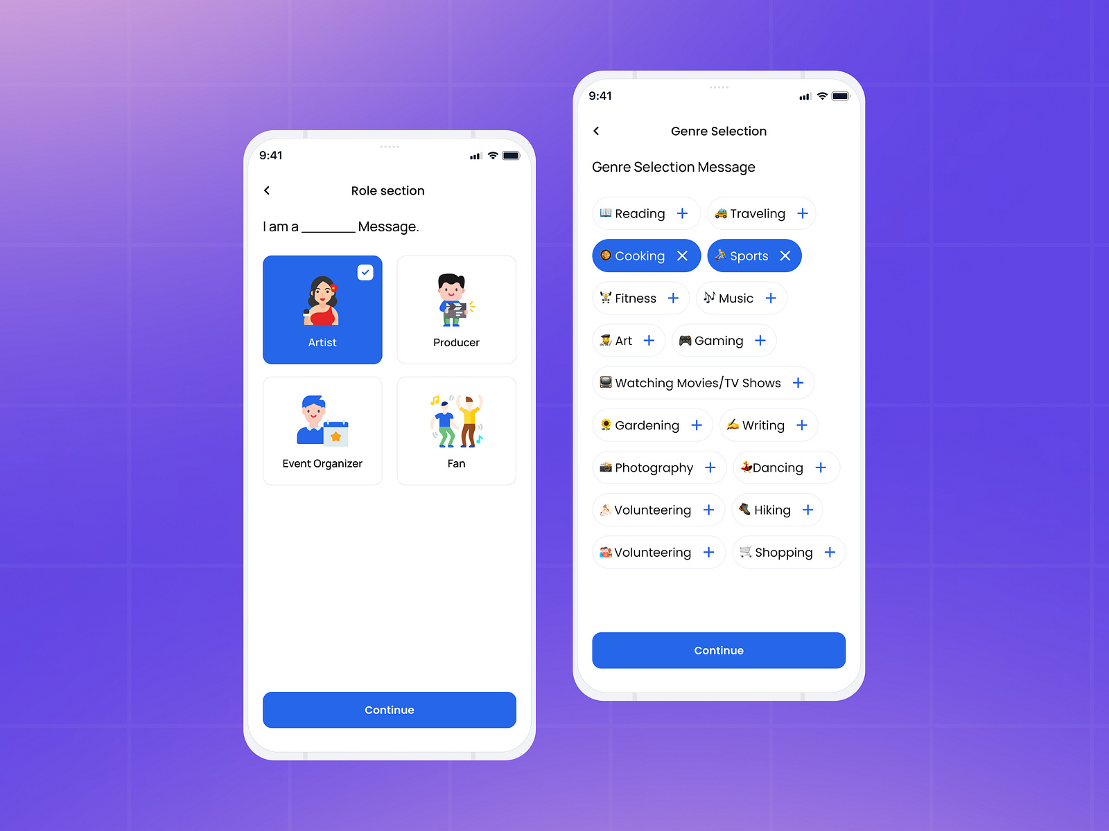Onboarding Interest Selection Screen by shahzaib jugwal on Dribbble