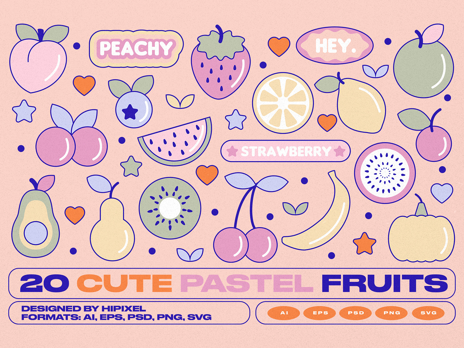 Cute Pastel Fruits Stickers by parisa on Dribbble