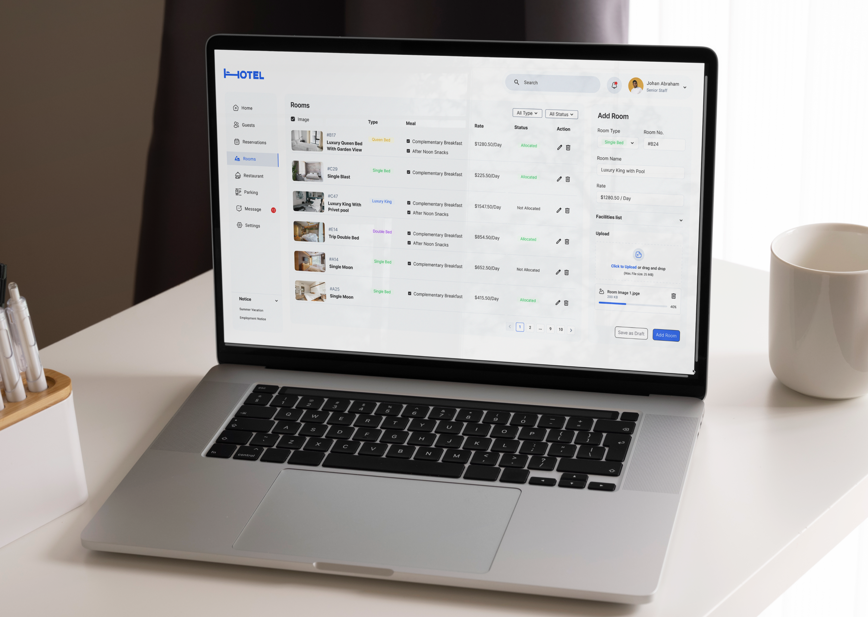 Hotel Management System Dashboard UI Design by Opedia Studio on Dribbble