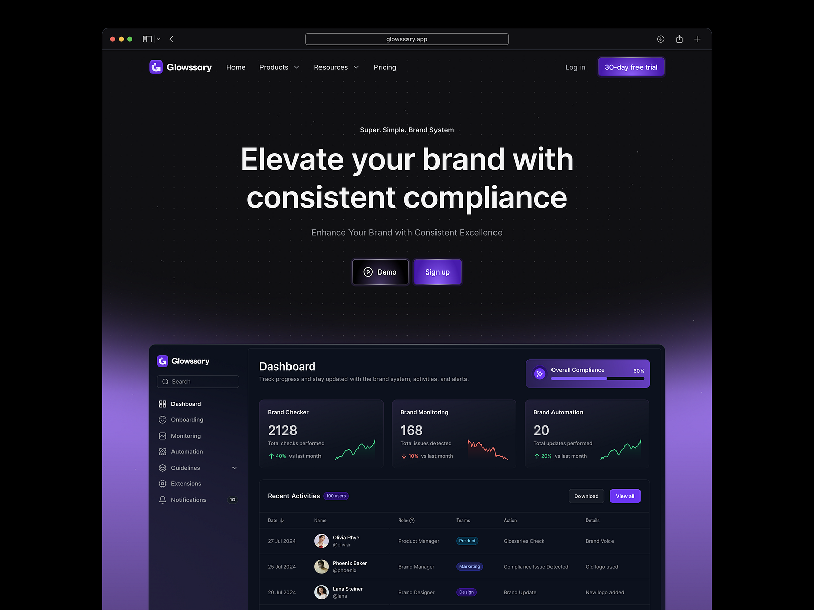 Glowssary Landing page by Morgan Brabessa on Dribbble