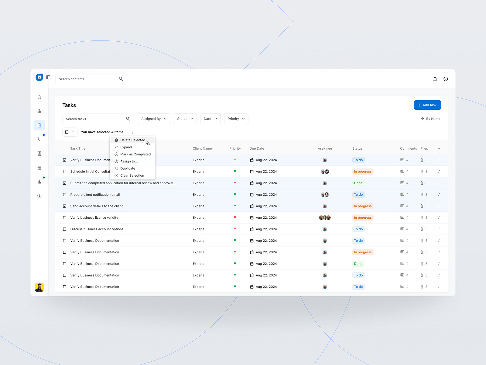 CRM Task Management UI Design by Chamindu Dissanayake on Dribbble