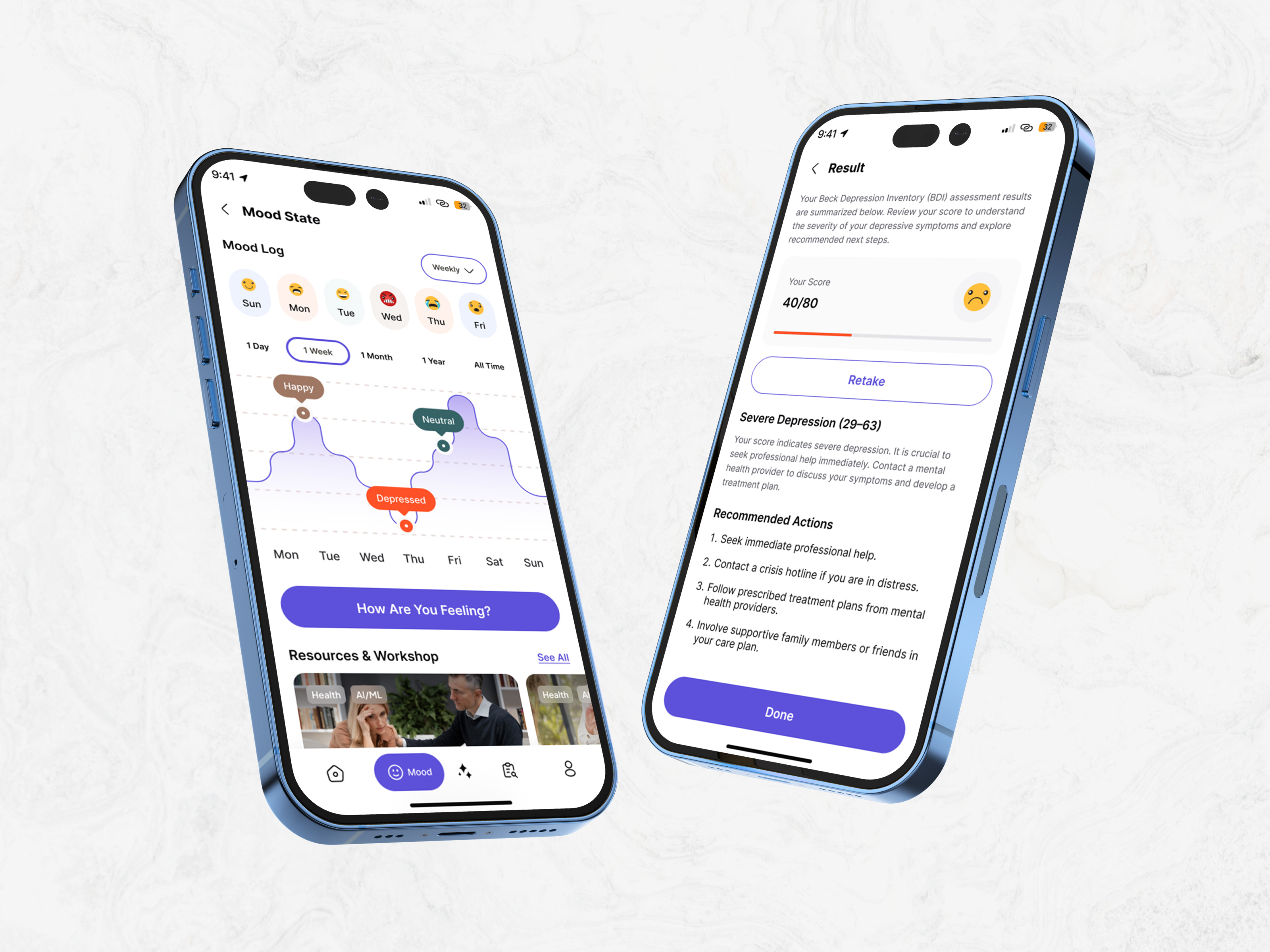 Mental Health Tracker Mobile App UI Design by Habibur Rahman | UI/UX ...