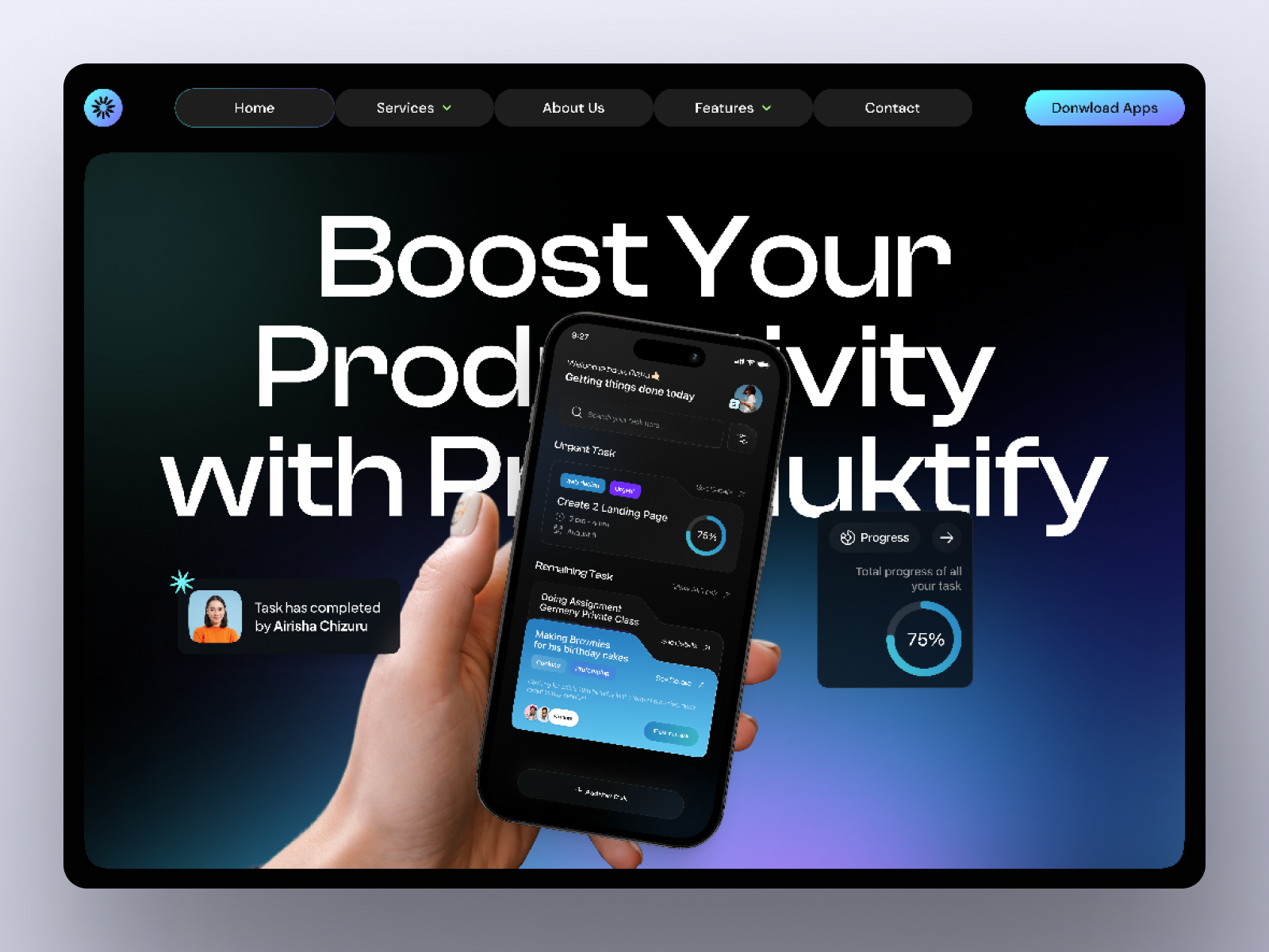 Produktify - App Landing Page by Ghina Vita for Plainthing Studio on Dribbble