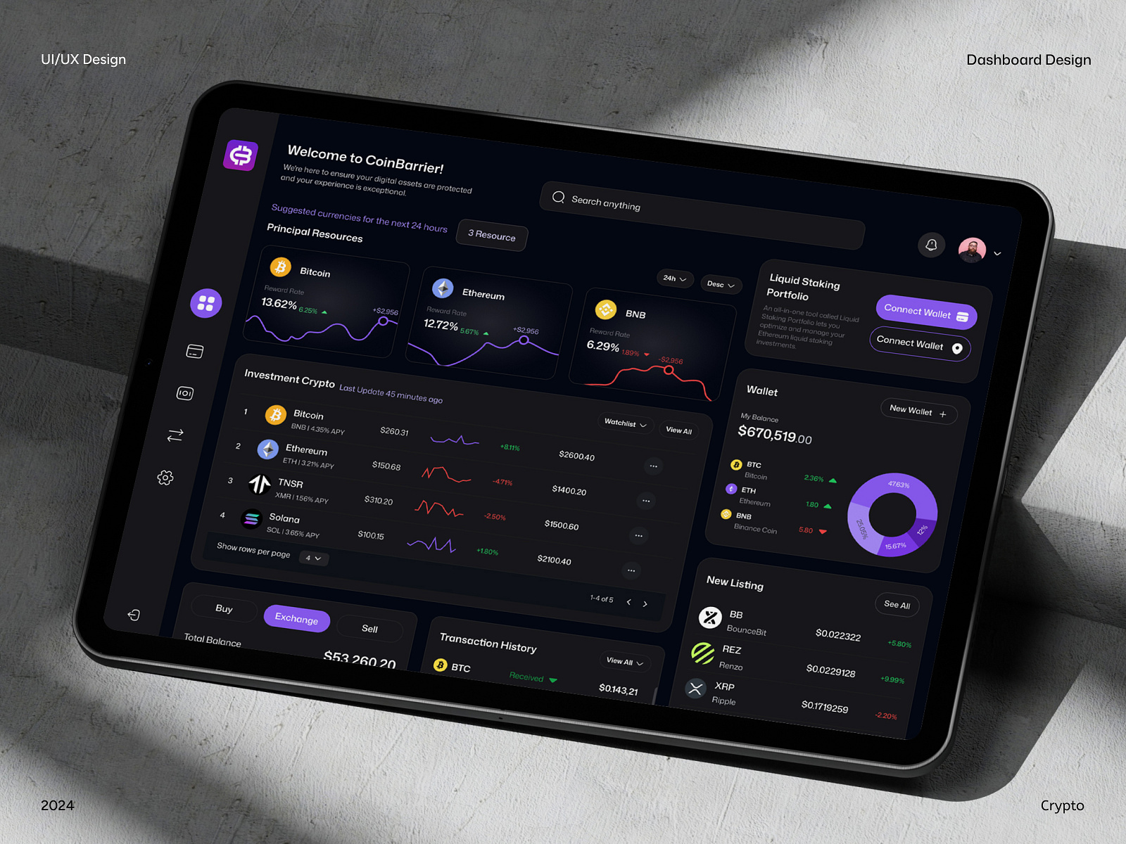 Crypto Wallet Web Dashboard UI Design by Samsun Nahar | Product Designer on Dribbble