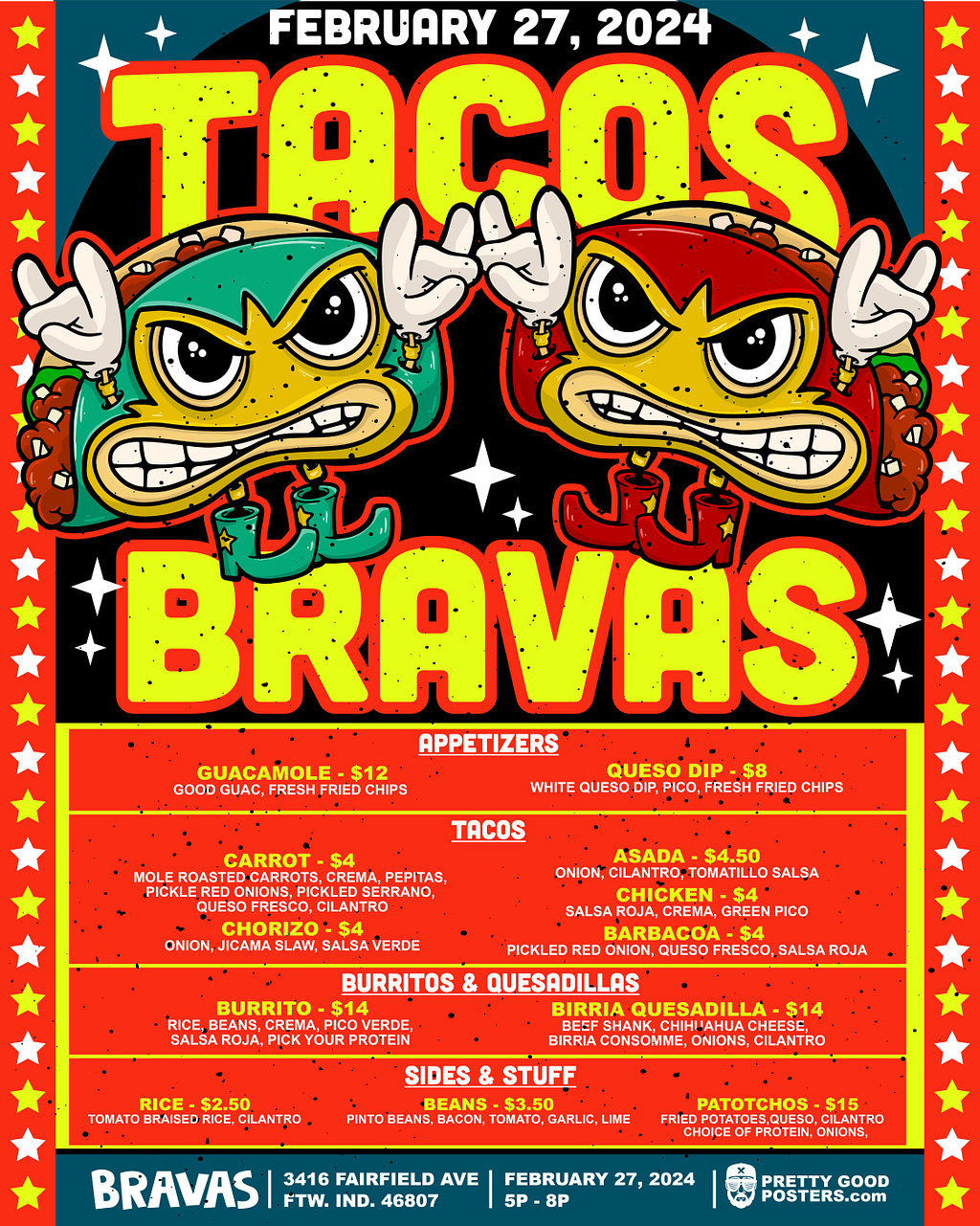 Bravas Menu Poster by Jeff Anderson on Dribbble