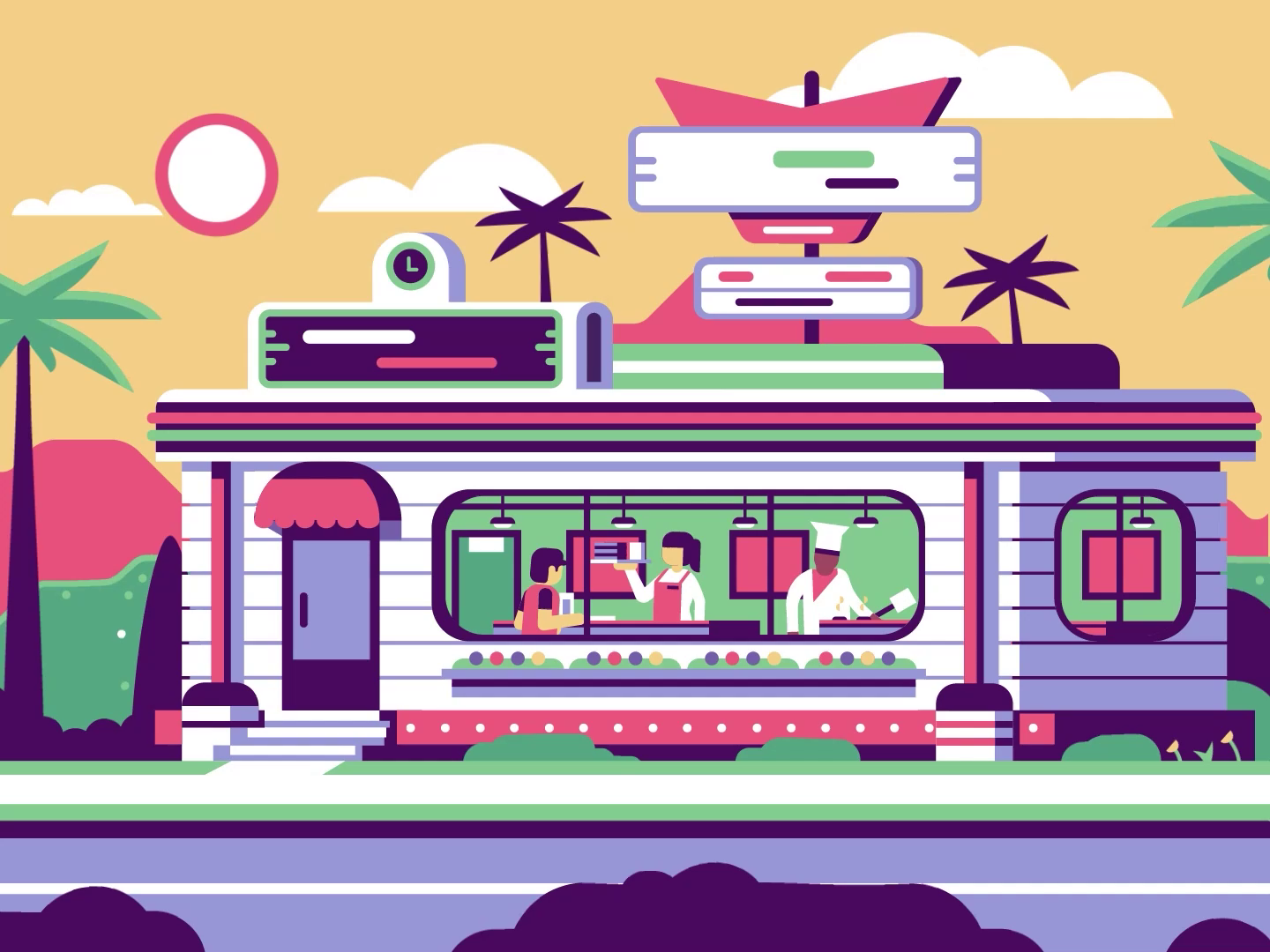 Retro Diner (Animated) by Reinhard Hinze on Dribbble