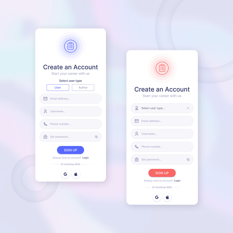 Sign Up Page by Felgun Design on Dribbble