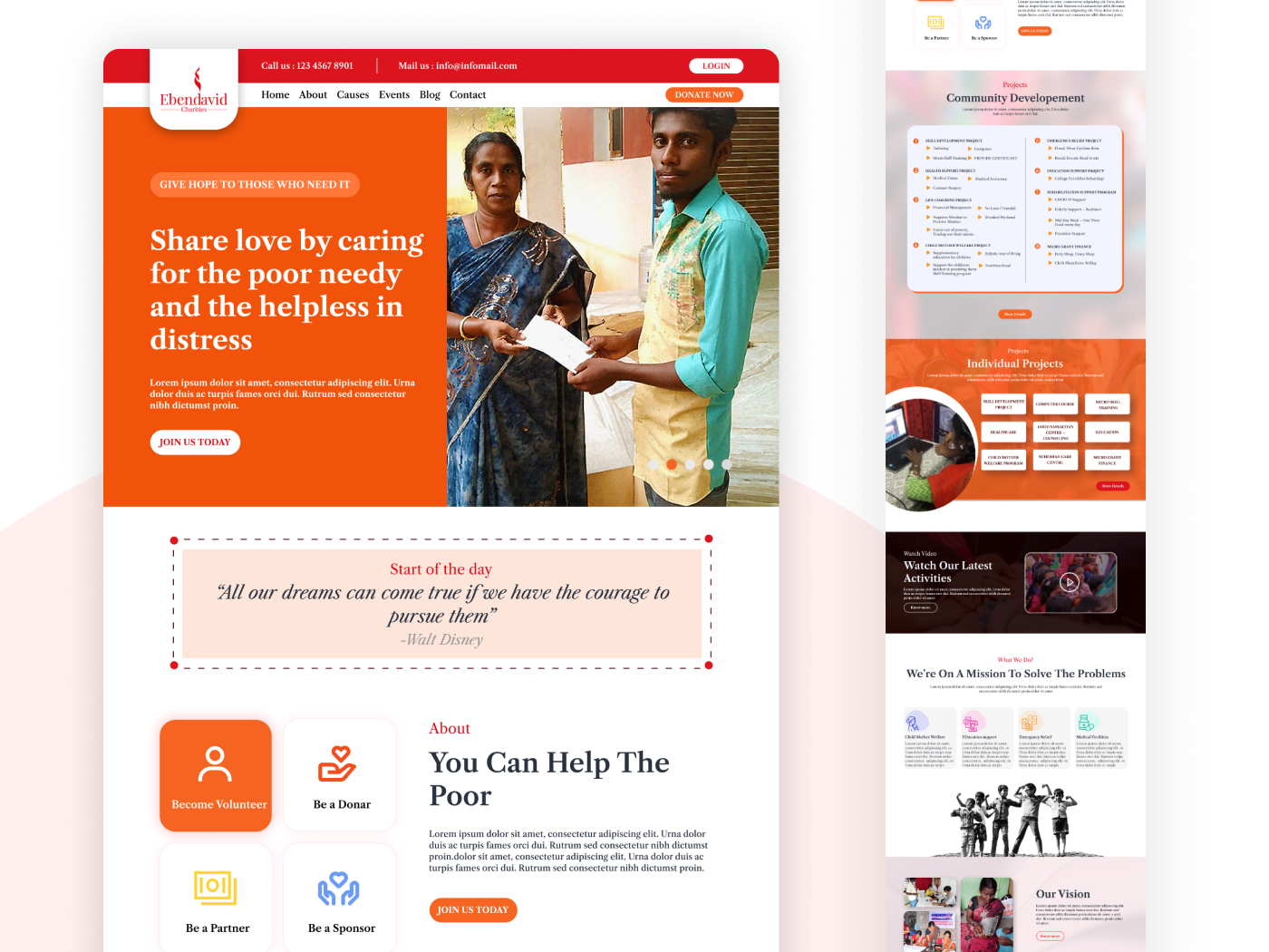 Charity website landing page ui by Kannan on Dribbble