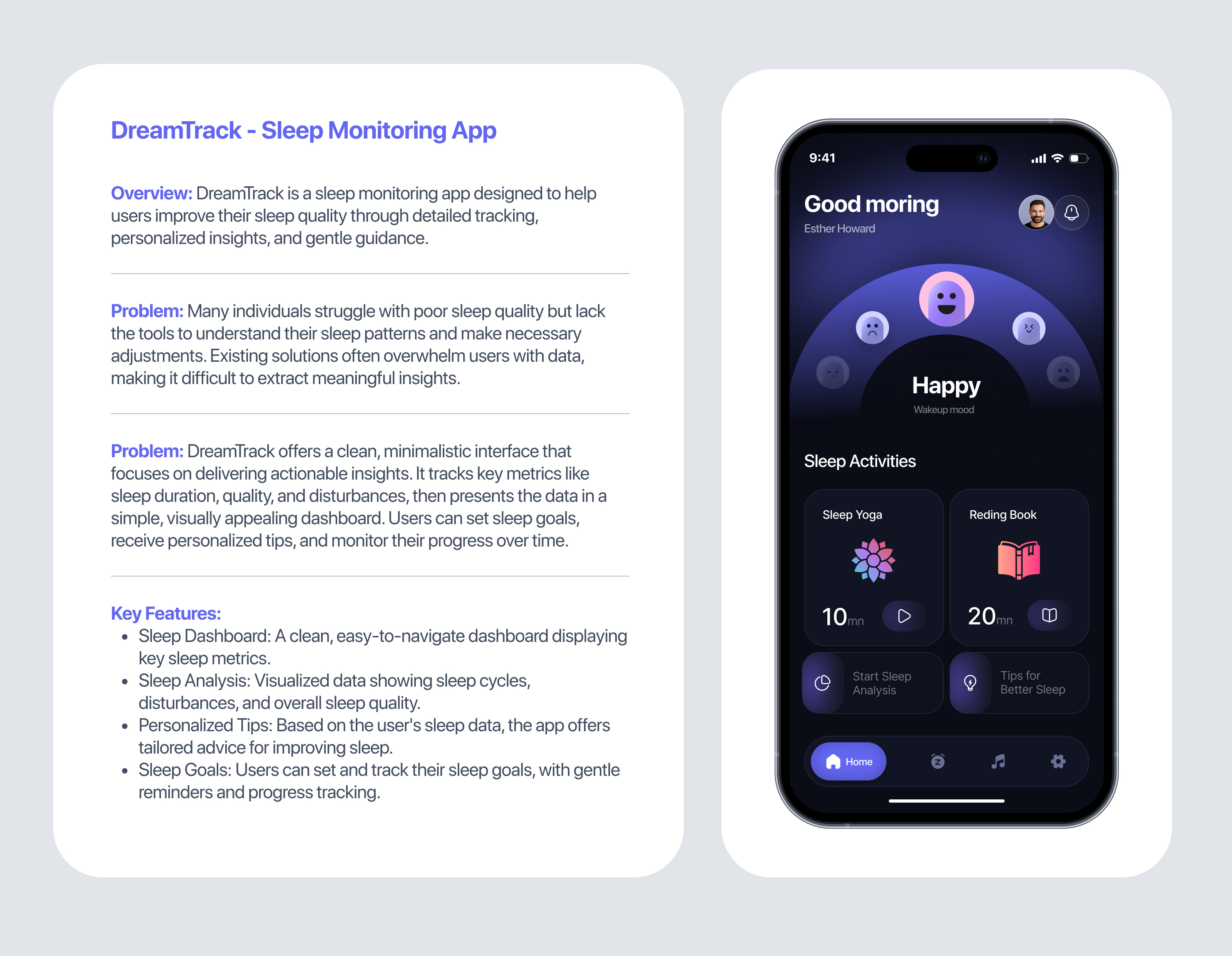 DreamTrack - Sleep Monitoring App by Mostafizur Rahaman on Dribbble