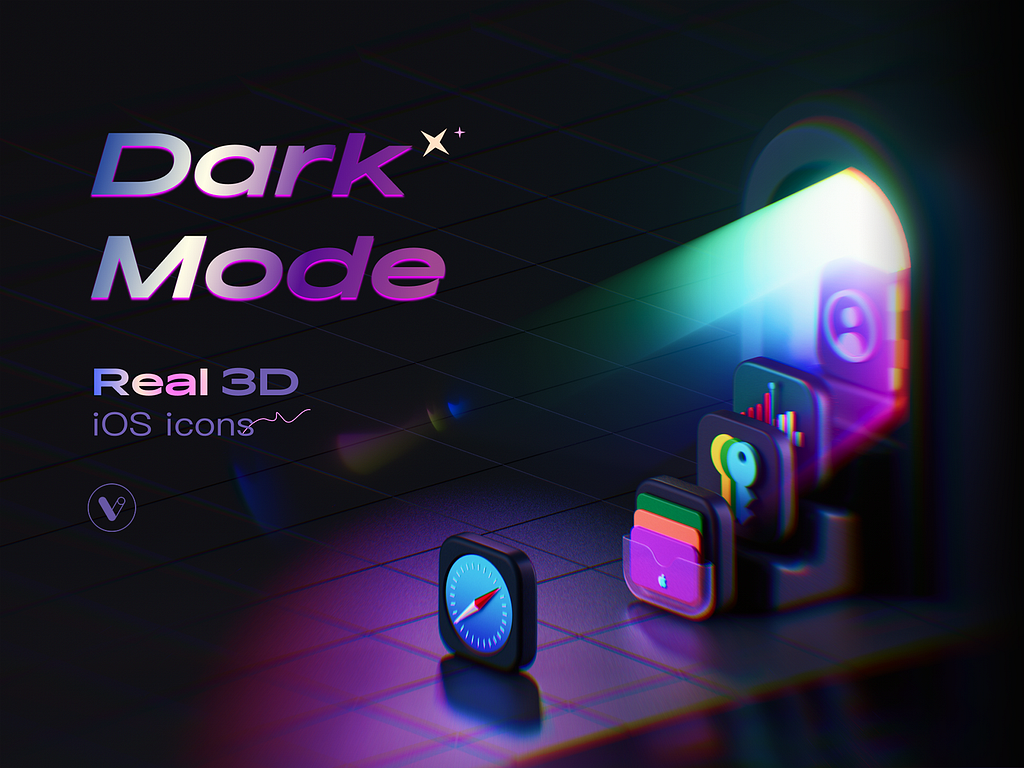Dark Mode 3D icons update by Vikiiing for Vitality Studio on Dribbble