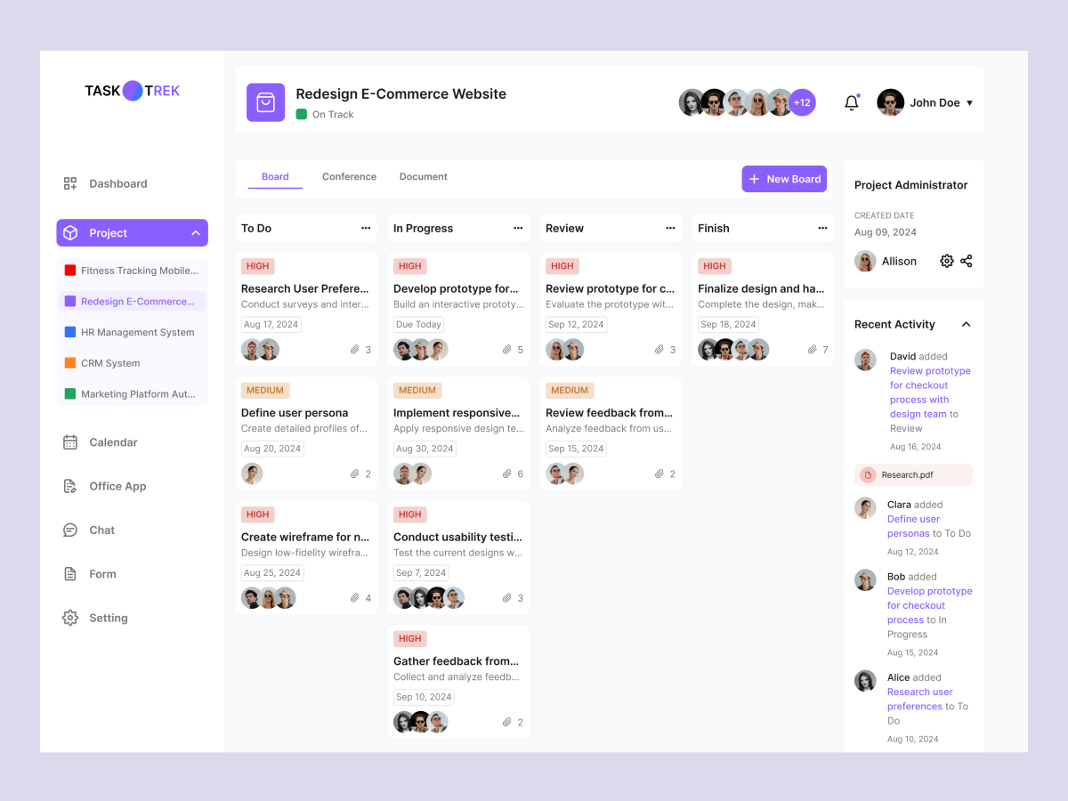 TaskTrek - Project Management: Board by Sahrul Rizal on Dribbble