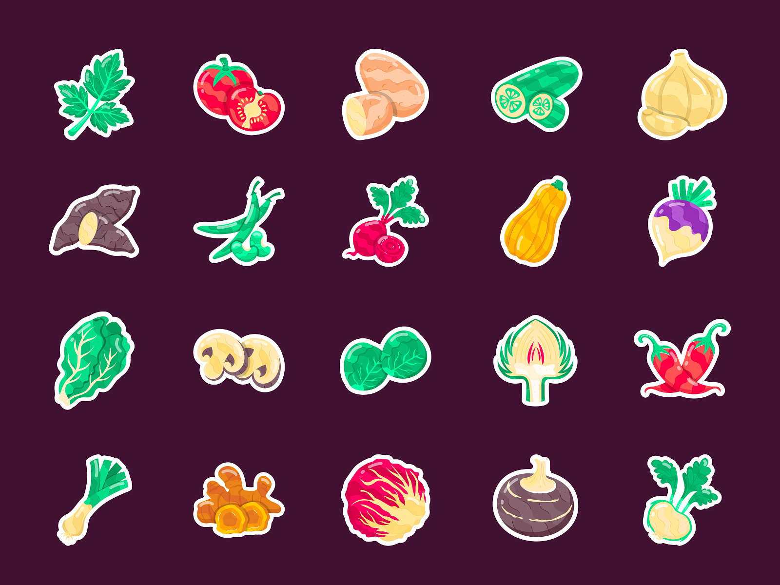 Vegetable Stickers by Vectors Market on Dribbble