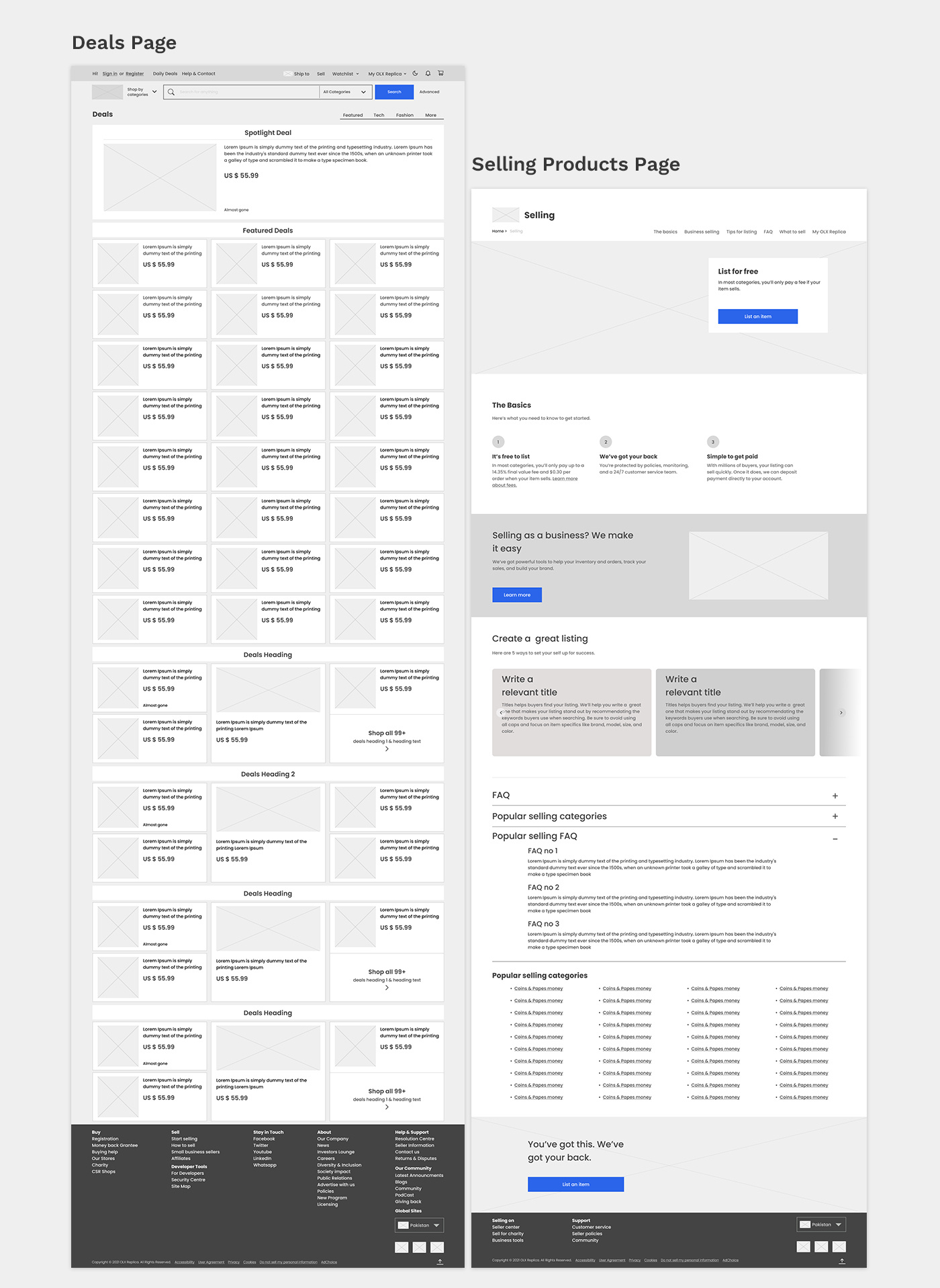 Mid-Fidelity Wireframes - Website design by Muhammad Ali Tariq on Dribbble