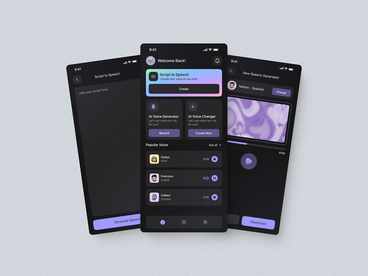 Sonic AI - AI Voice Generator App UI Kit by Dexy! on Dribbble