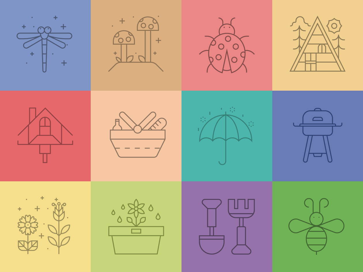Colored Spring Icons by Graphic Pear on Dribbble