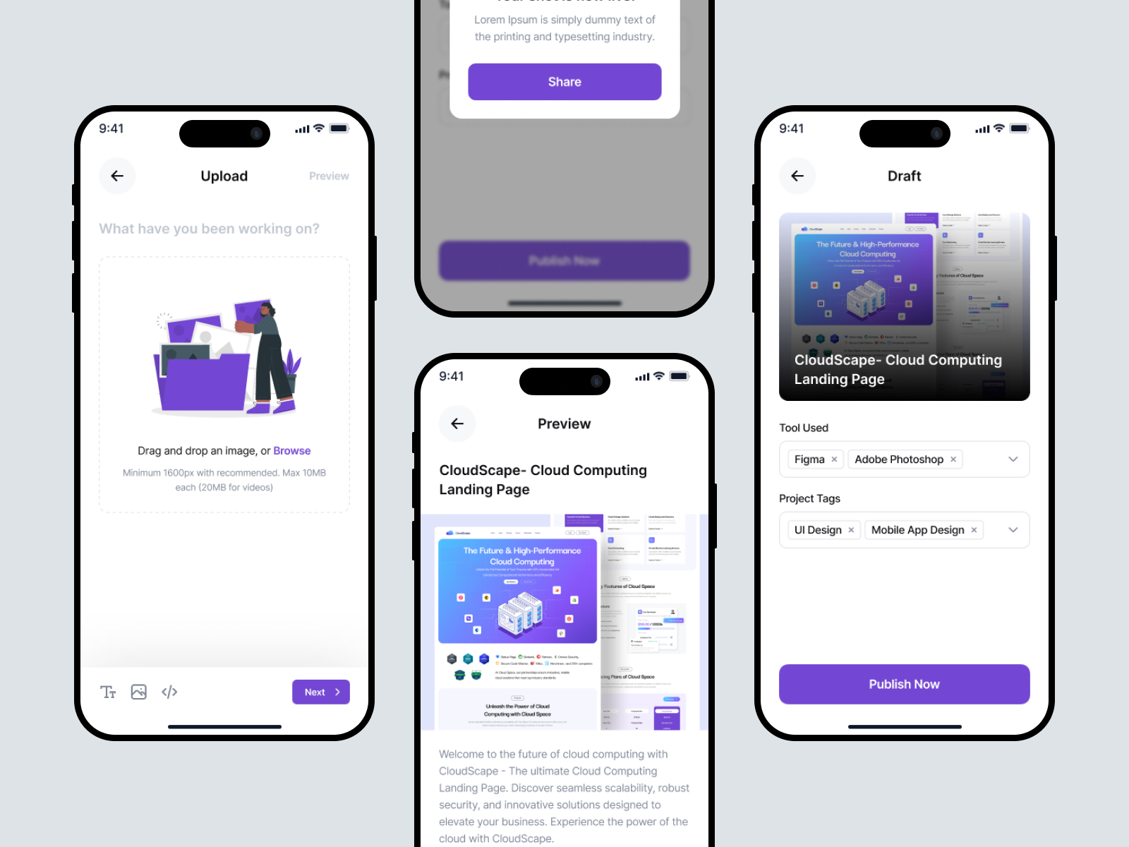 Creative Portfolio Mobile App UI Kit by Mochammad Alfarizi on Dribbble