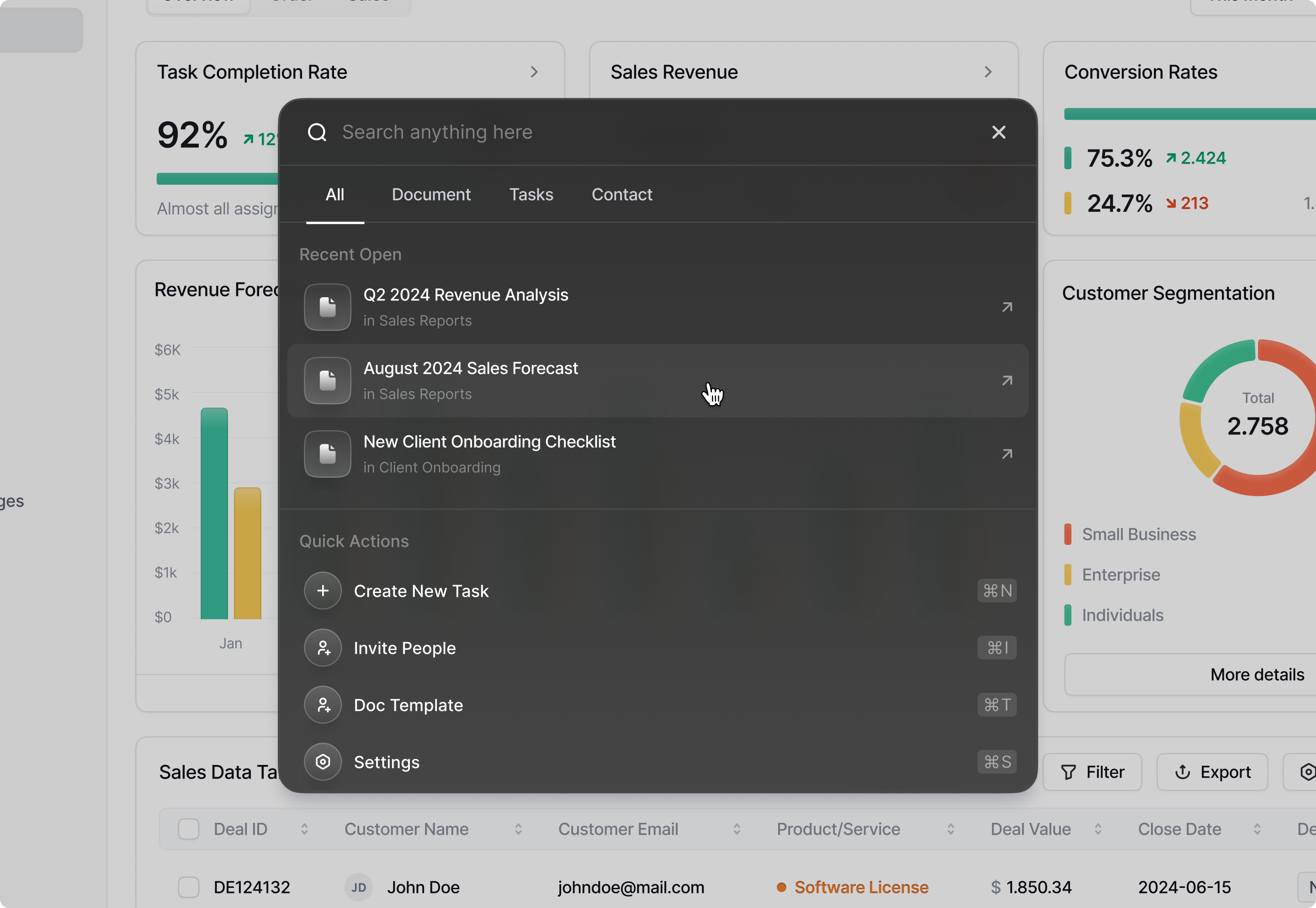 Quick Search/ Global Search - CRM Dashboard by Ali Husni for Enver Studio on Dribbble